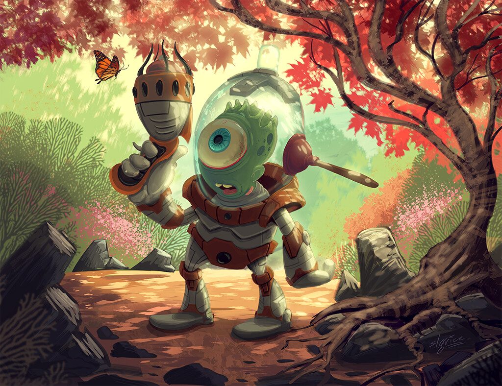 ArtStation - Alien in Grandma's Garden