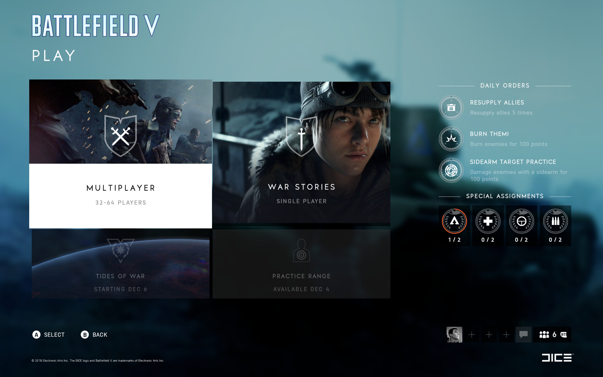 EA DICE - Battlefield V - Menus and User Interface