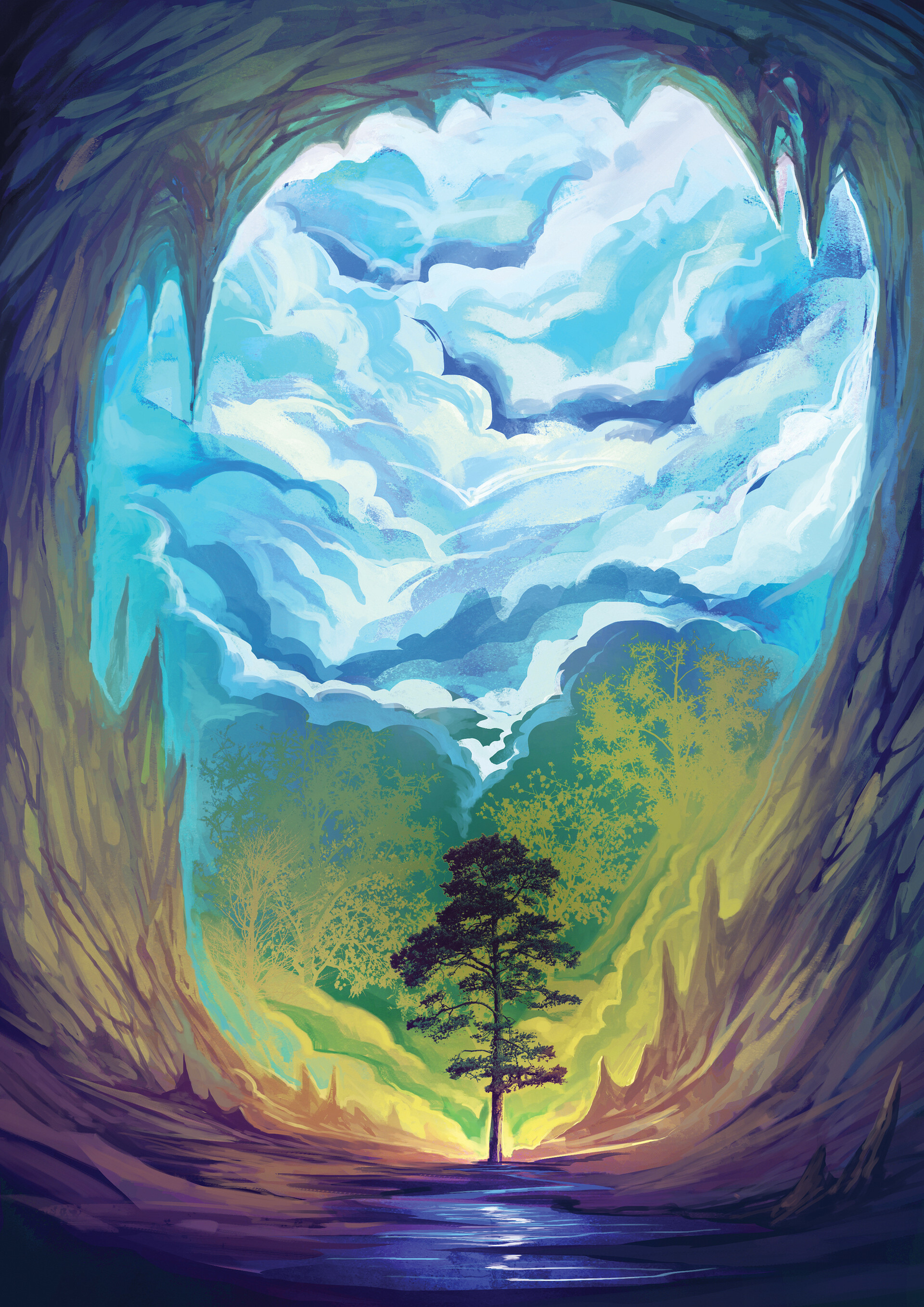 ArtStation - Environment - View from Inside a Cave