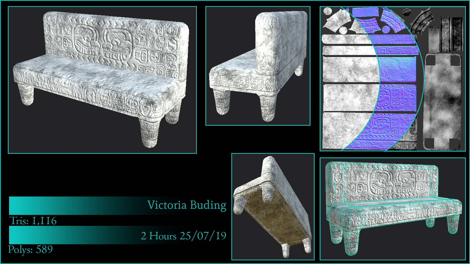 Victoria Buding - 3D Modeled & Textured Ancient Mayan Bench