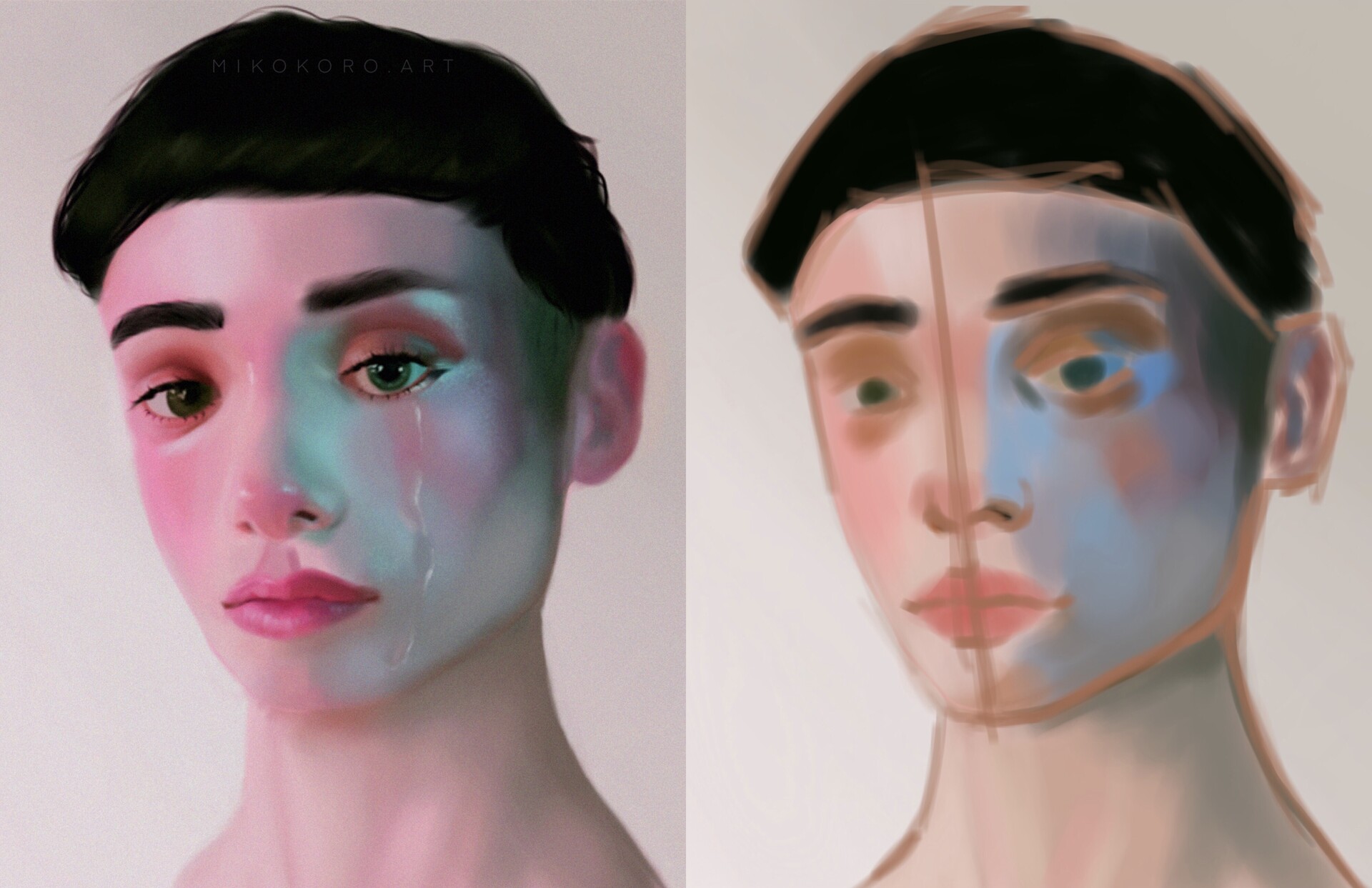 ArtStation - Semi-realist portrait process step by step