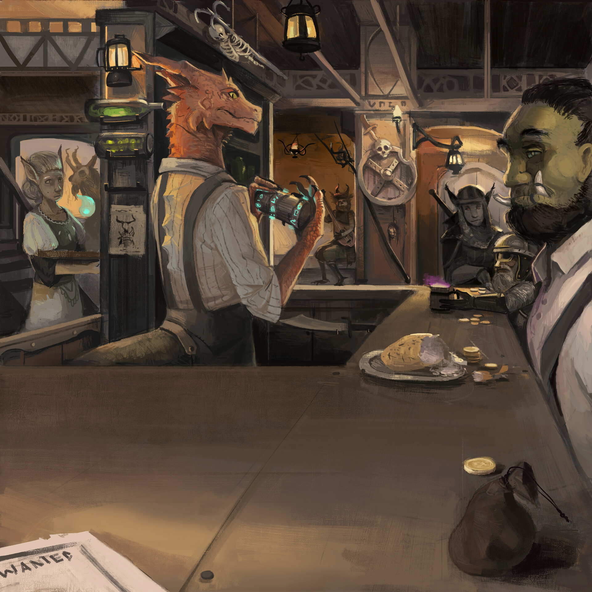 ArtStation - Fantasy drinking card game- freelance project