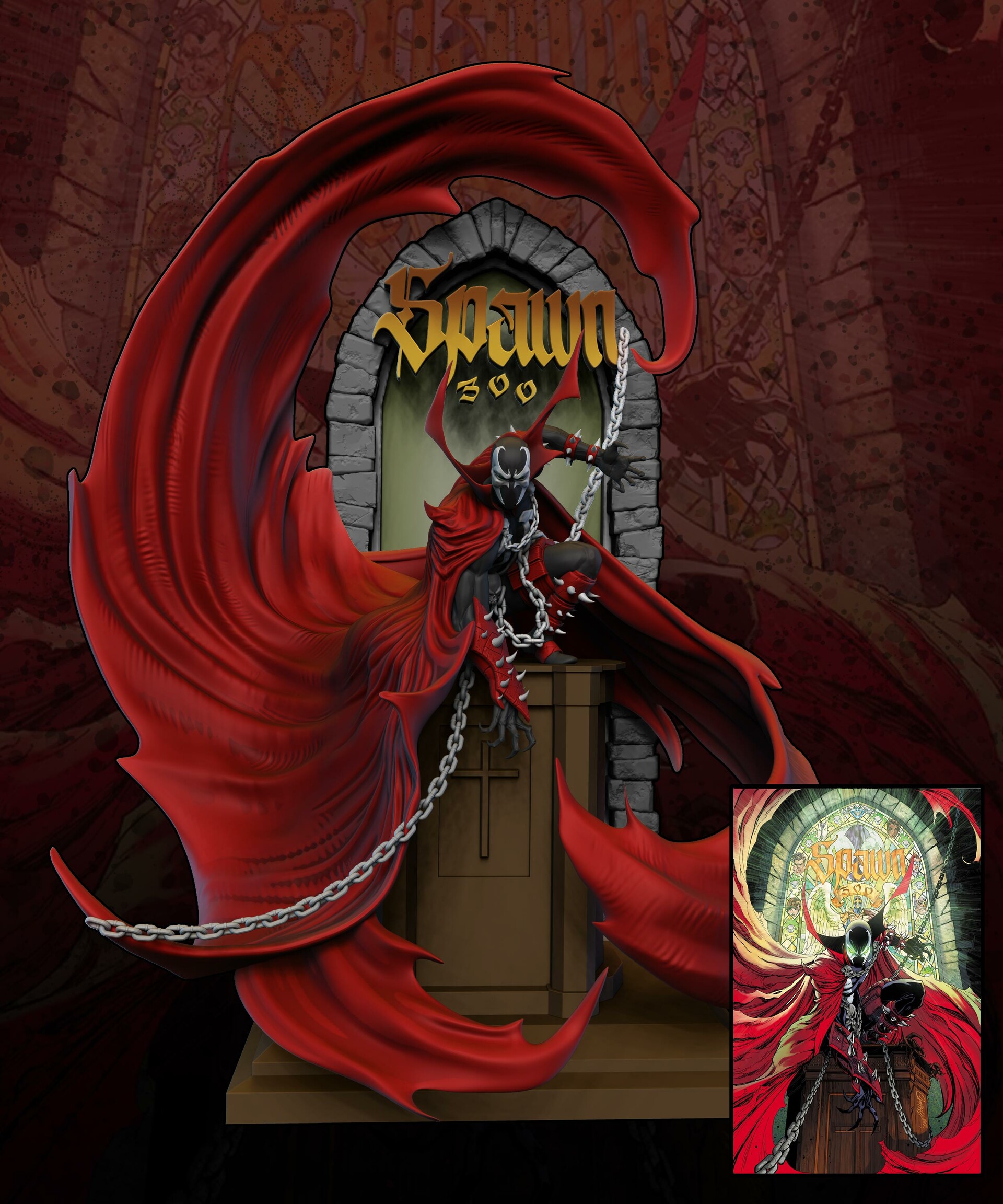 Luis Sat - fan art of the cover 300 of spawn, version of J Scott Campbell