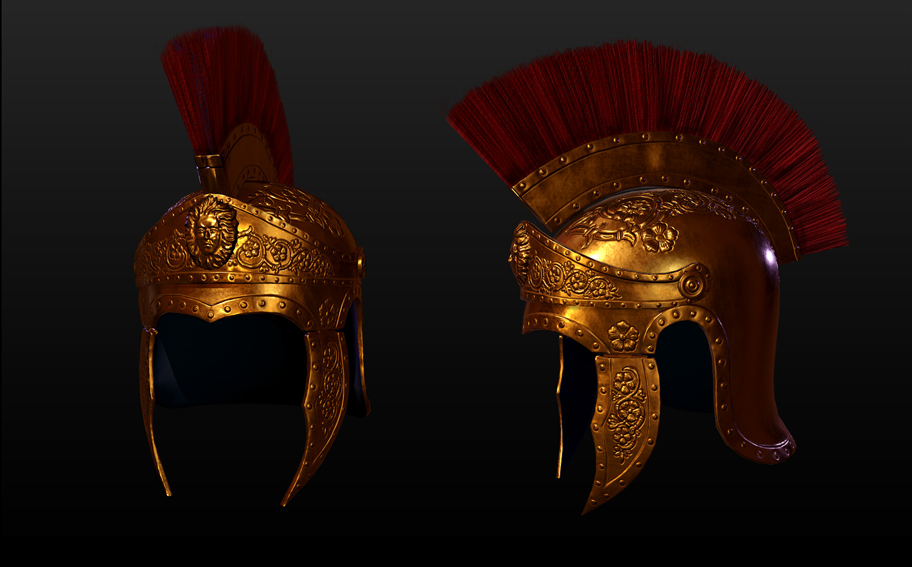 ArtStation - Three antique helmets and shield for the game.