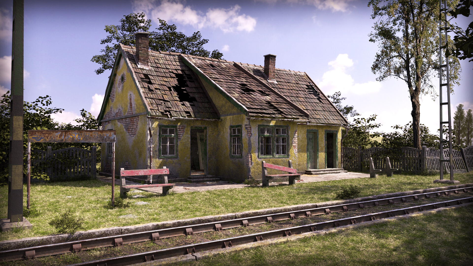 ArtStation - small railroad stop