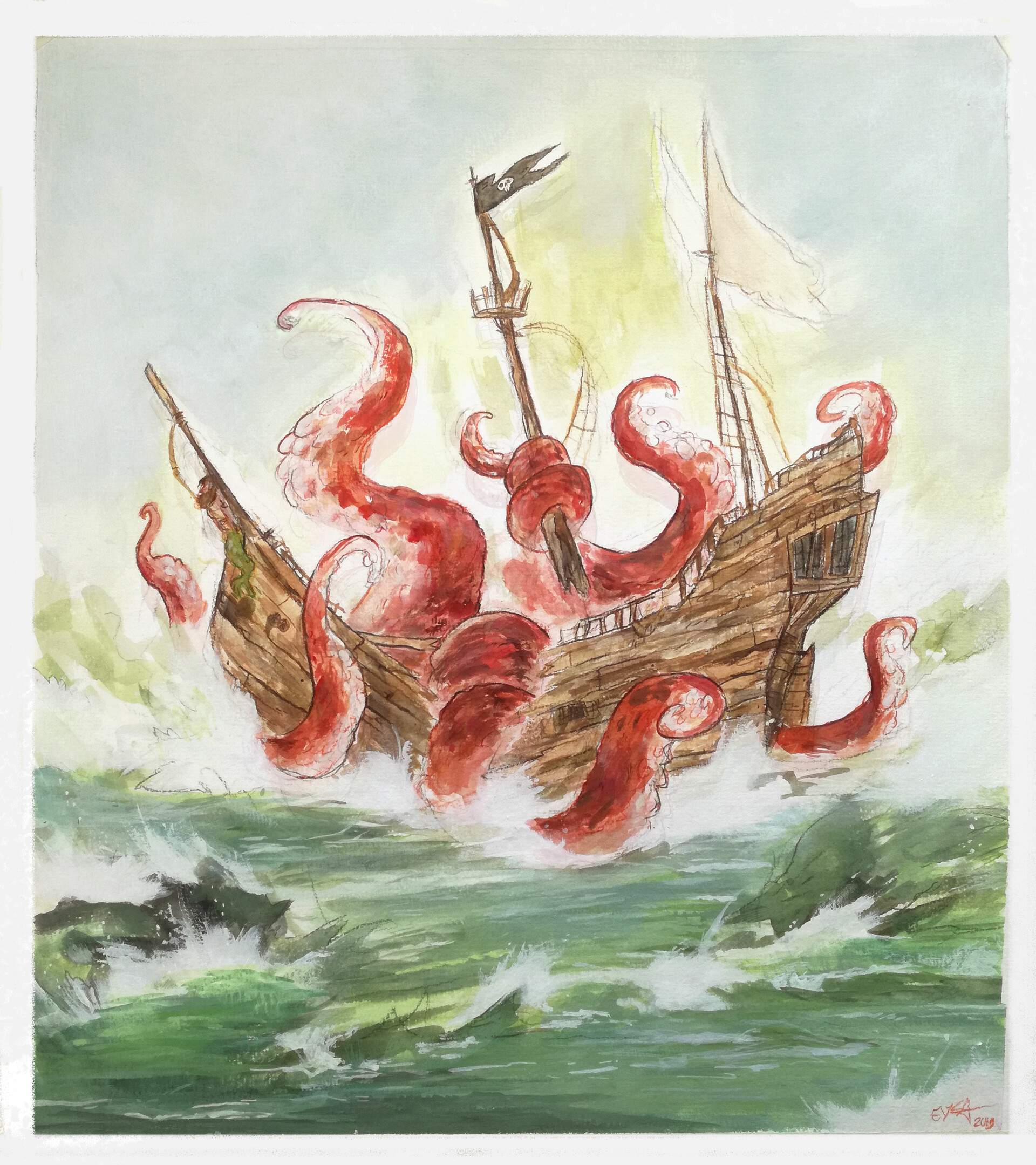 Kraken Attack Painting