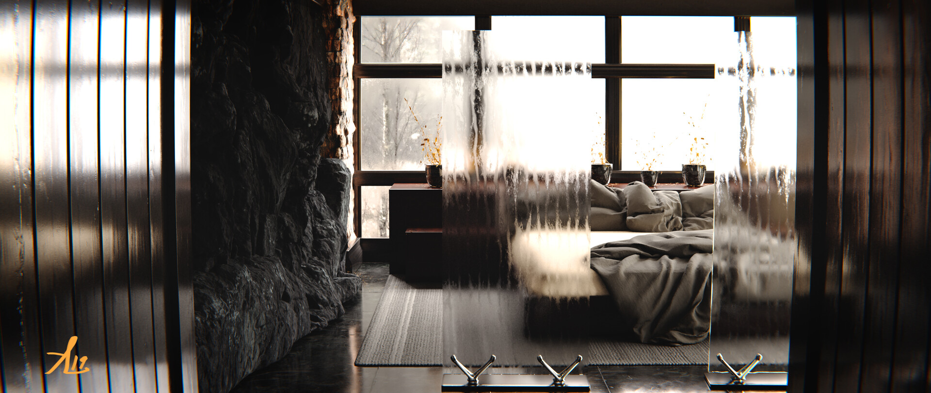 ArtStation - Ex-machina & Batman manor inspired interior render