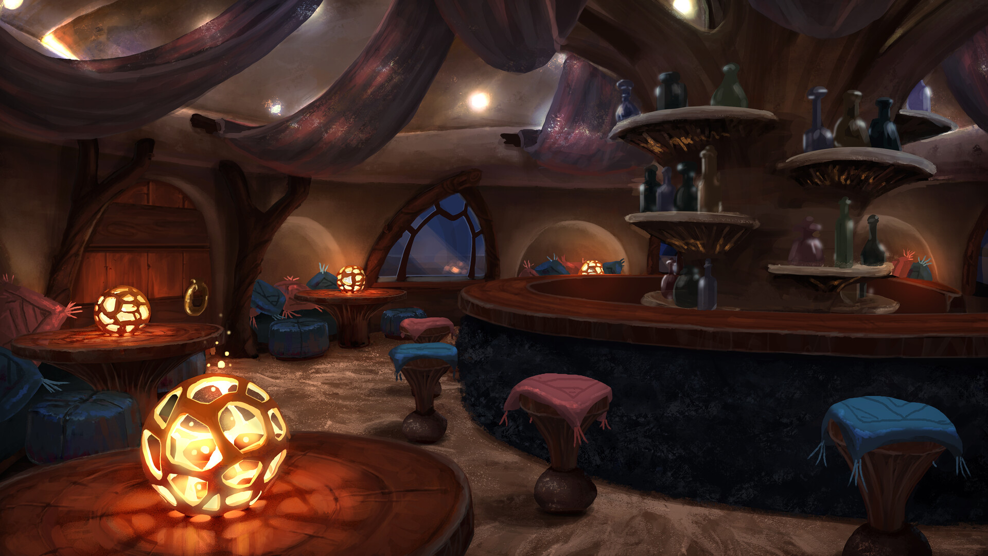 ArtStation - Mushroom bar interion and exterior + process