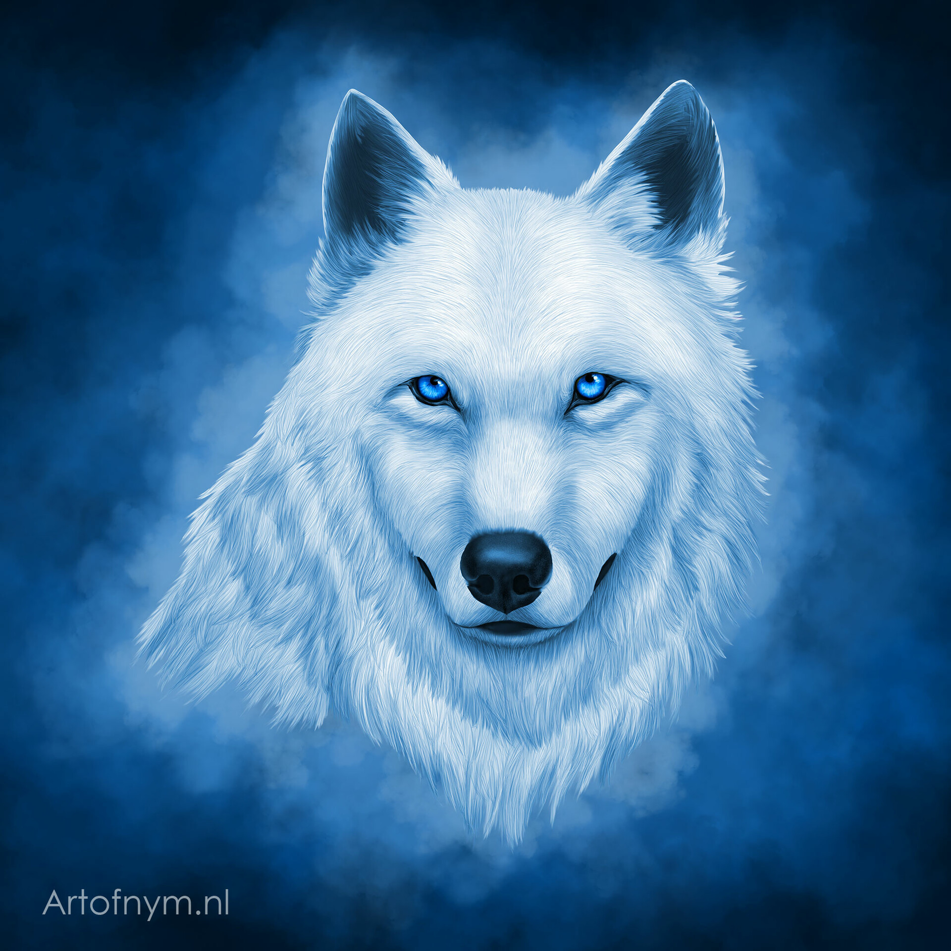 Anime Brown Wolf With Blue Eyes