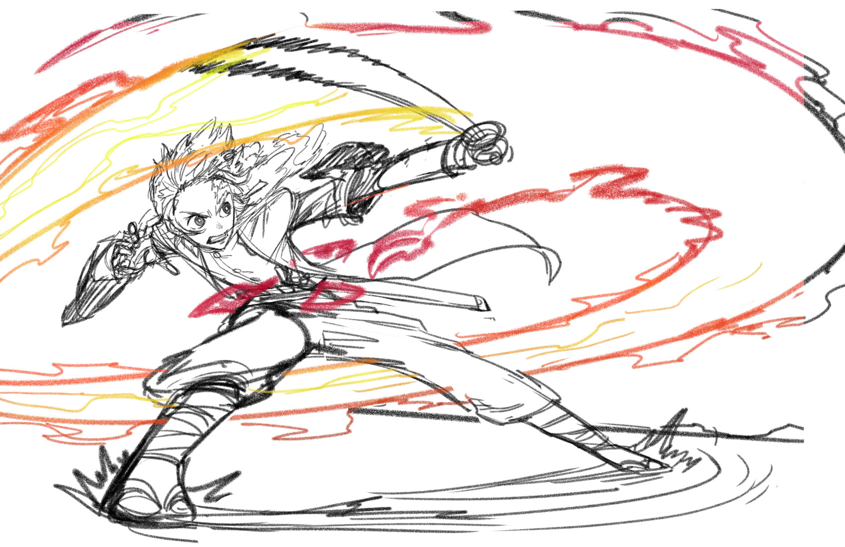 how to draw a fire god