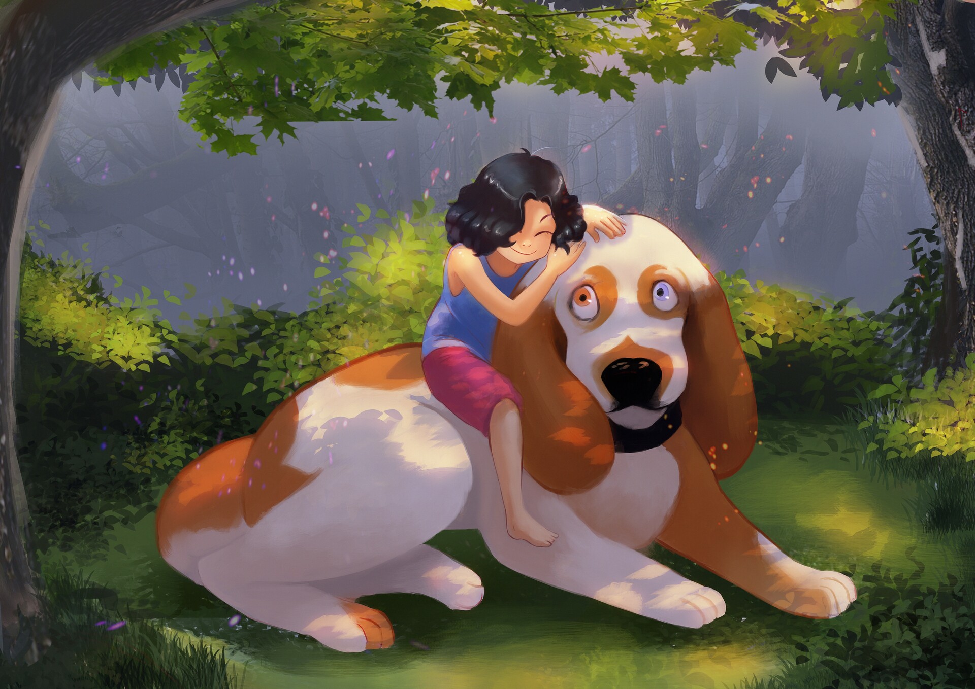 ArtStation - The little girl and her dog