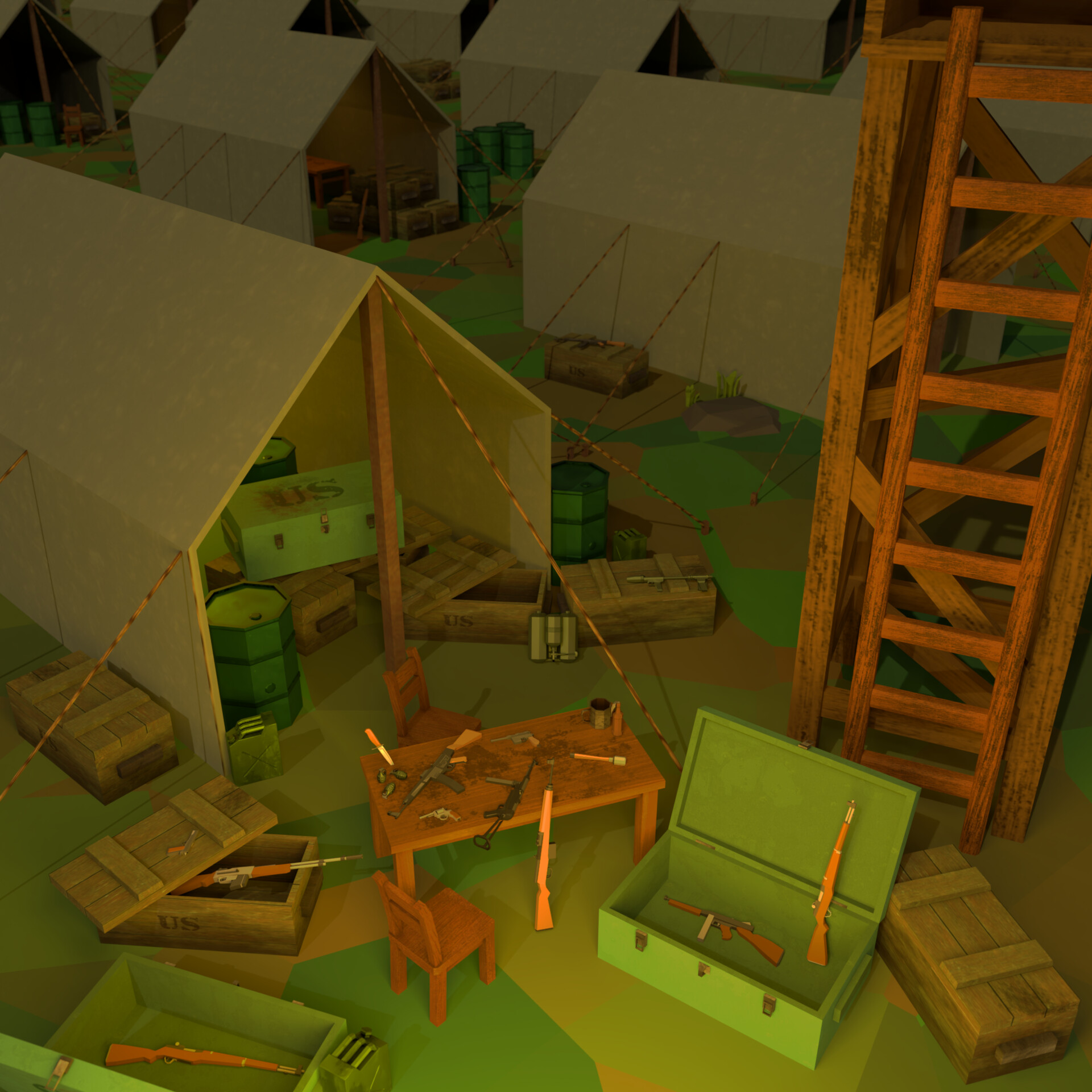 ArtStation - Low Poly WW2 Gun Pack