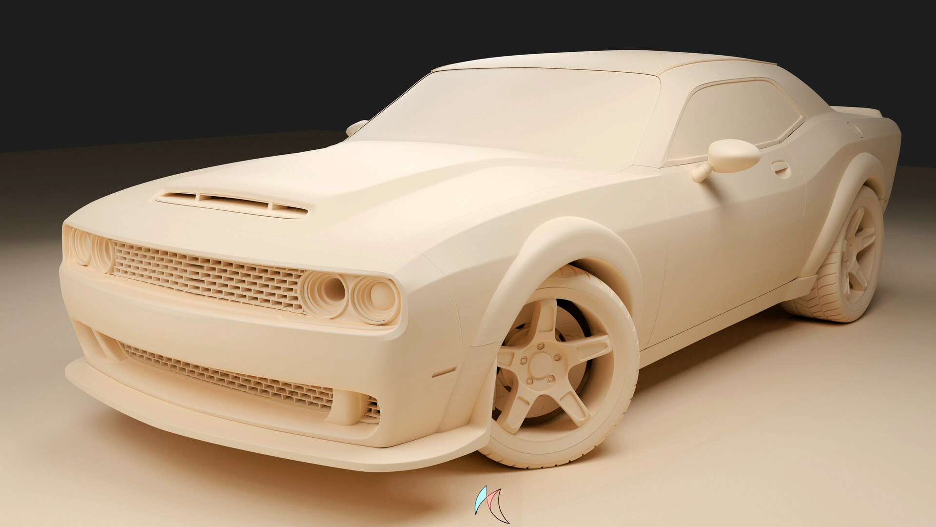 ArtStation - Clay render for Dodg Challenger