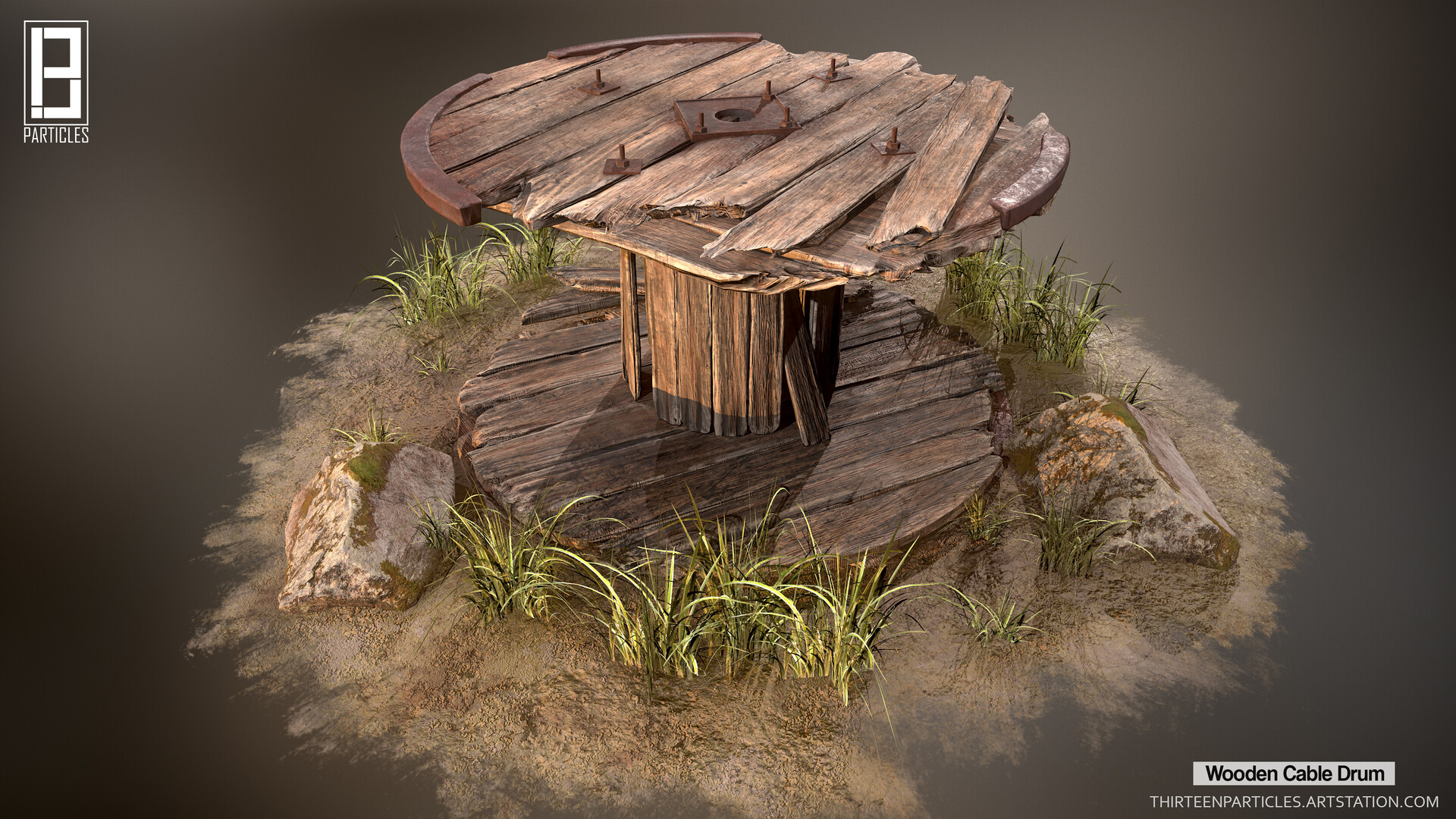 ArtStation - Wooden Cable Drum