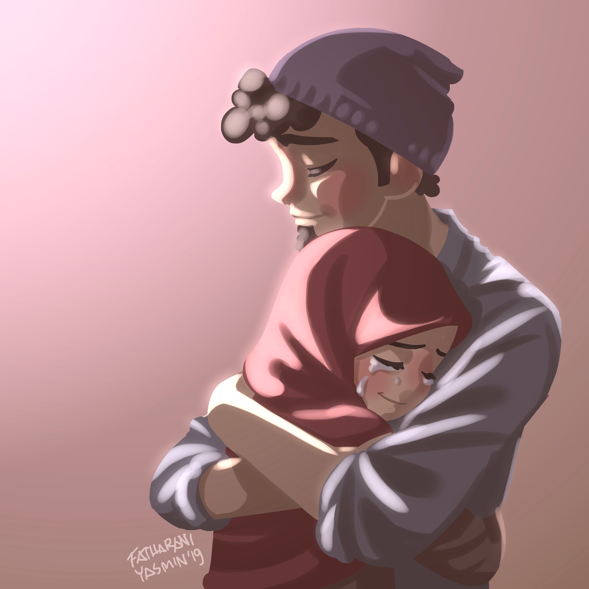 muslim couples hugging