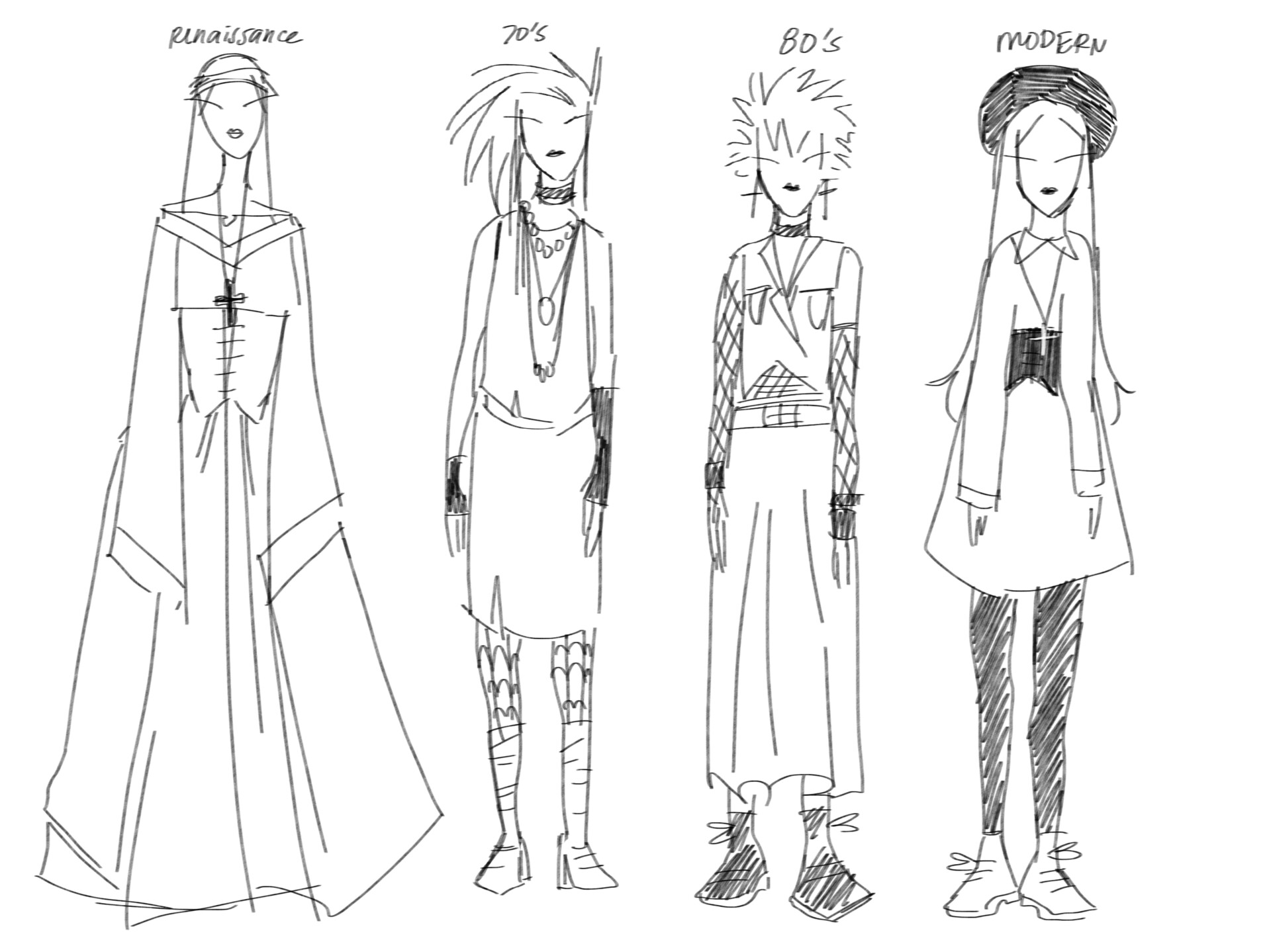 Gothic Dresses Drawings