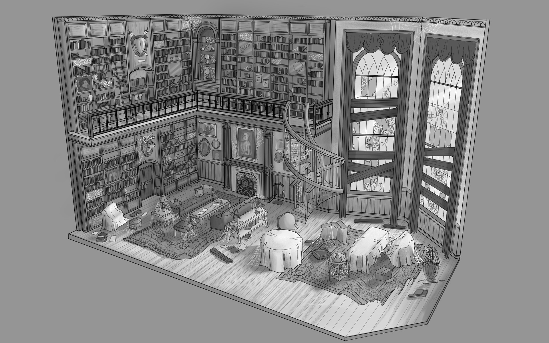 ArtStation - Concept Art Library Mansion