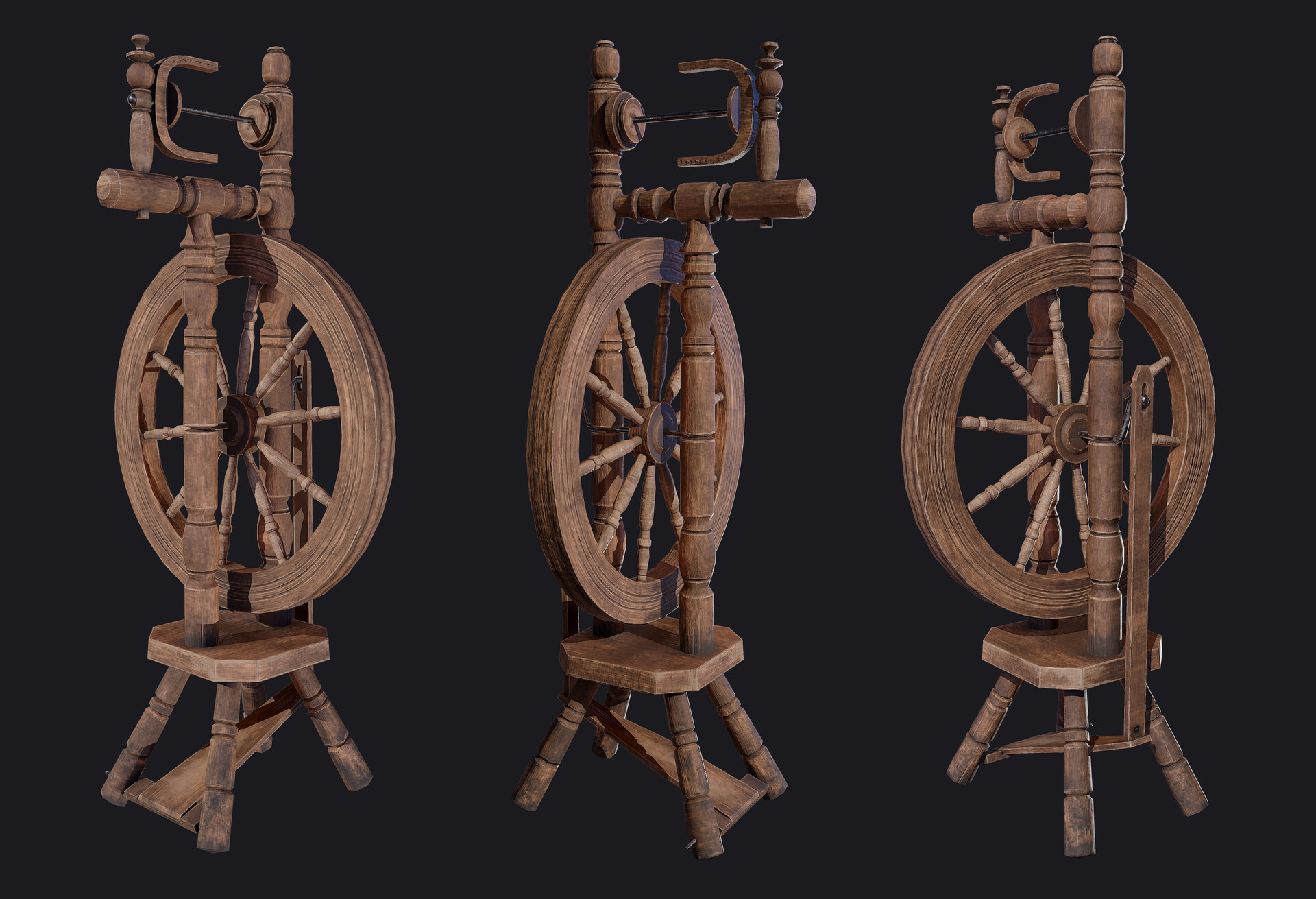 ArtStation - Wooden Spinning Wheel