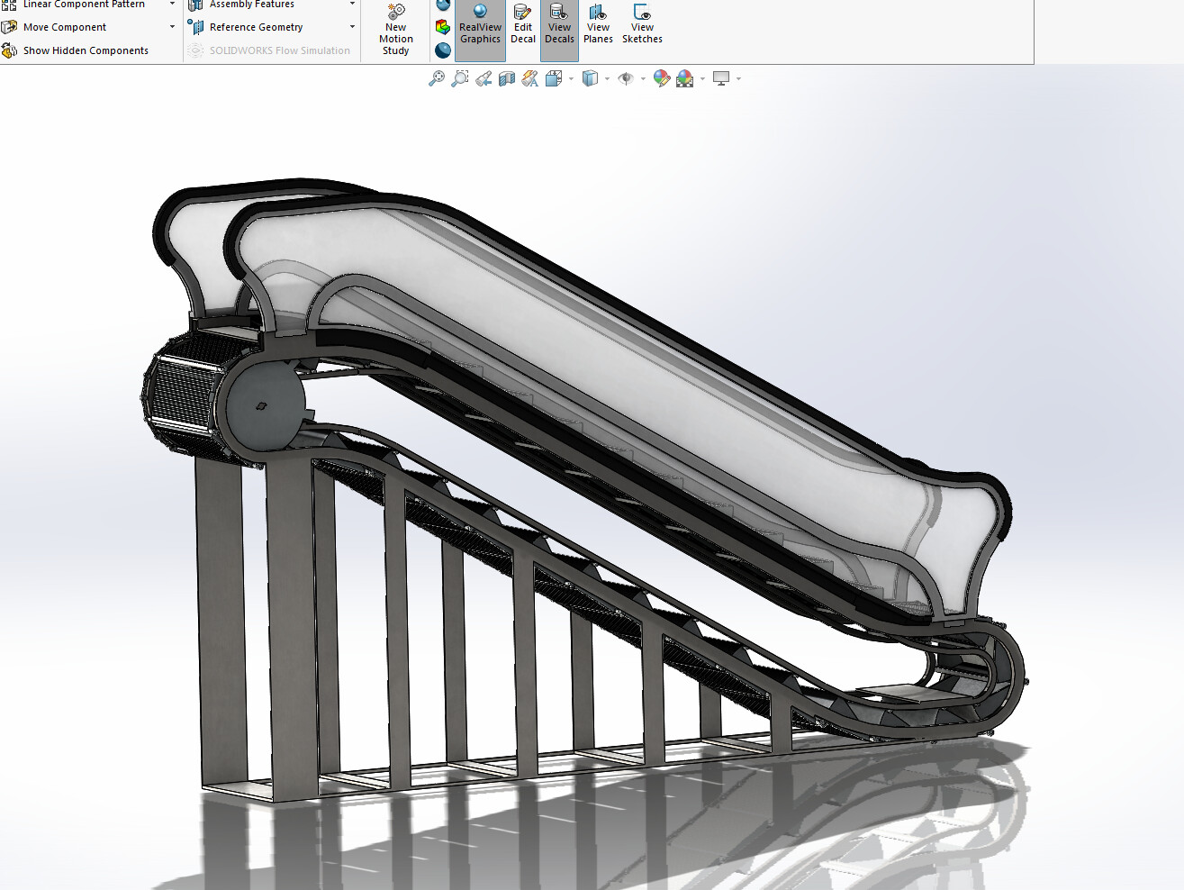 özcan ÖZALTIN - SolidWorks Escalator Drwaing Assembly And Animation [Yürüyen Merdiven]