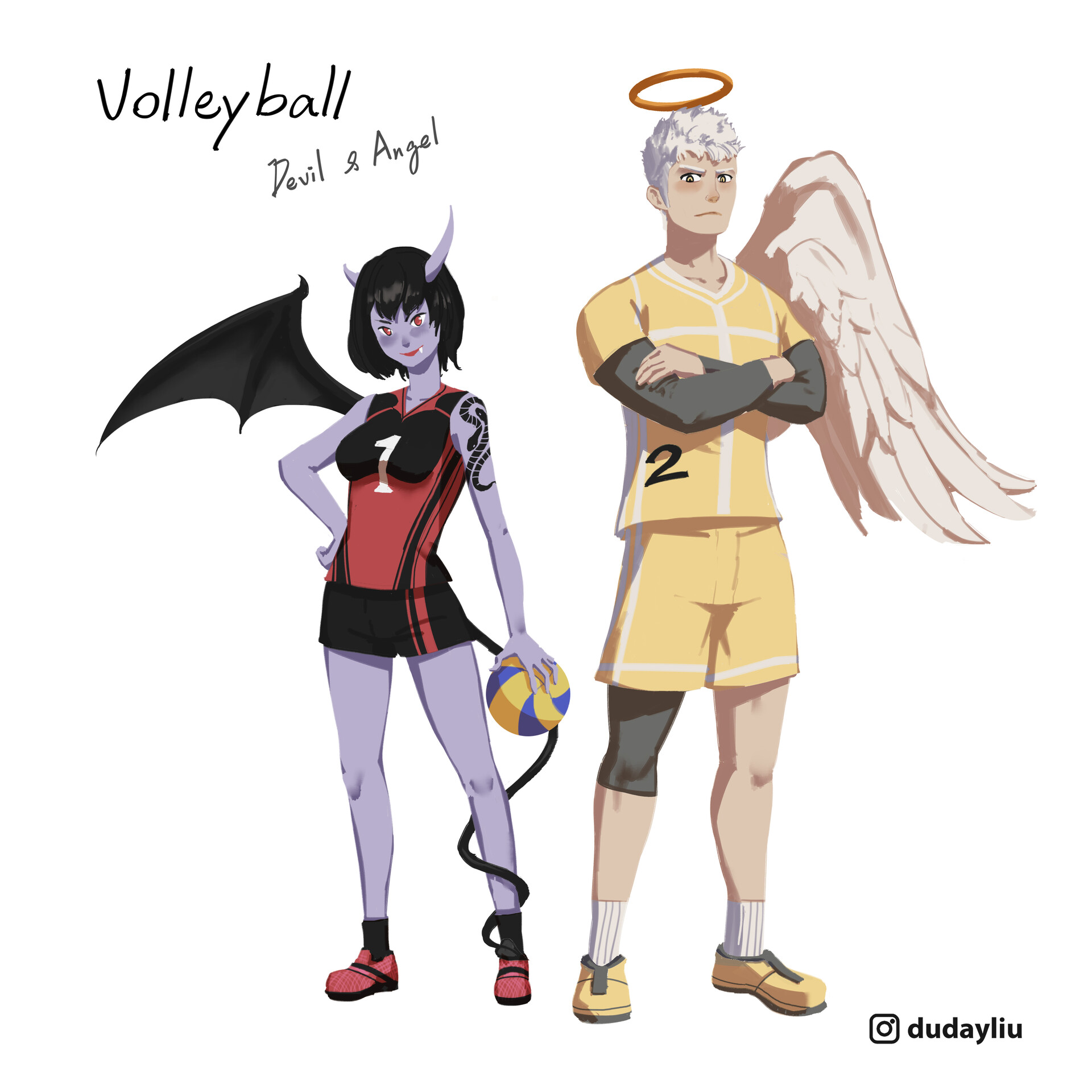 ArtStation - Volleyball-Devil & Angel