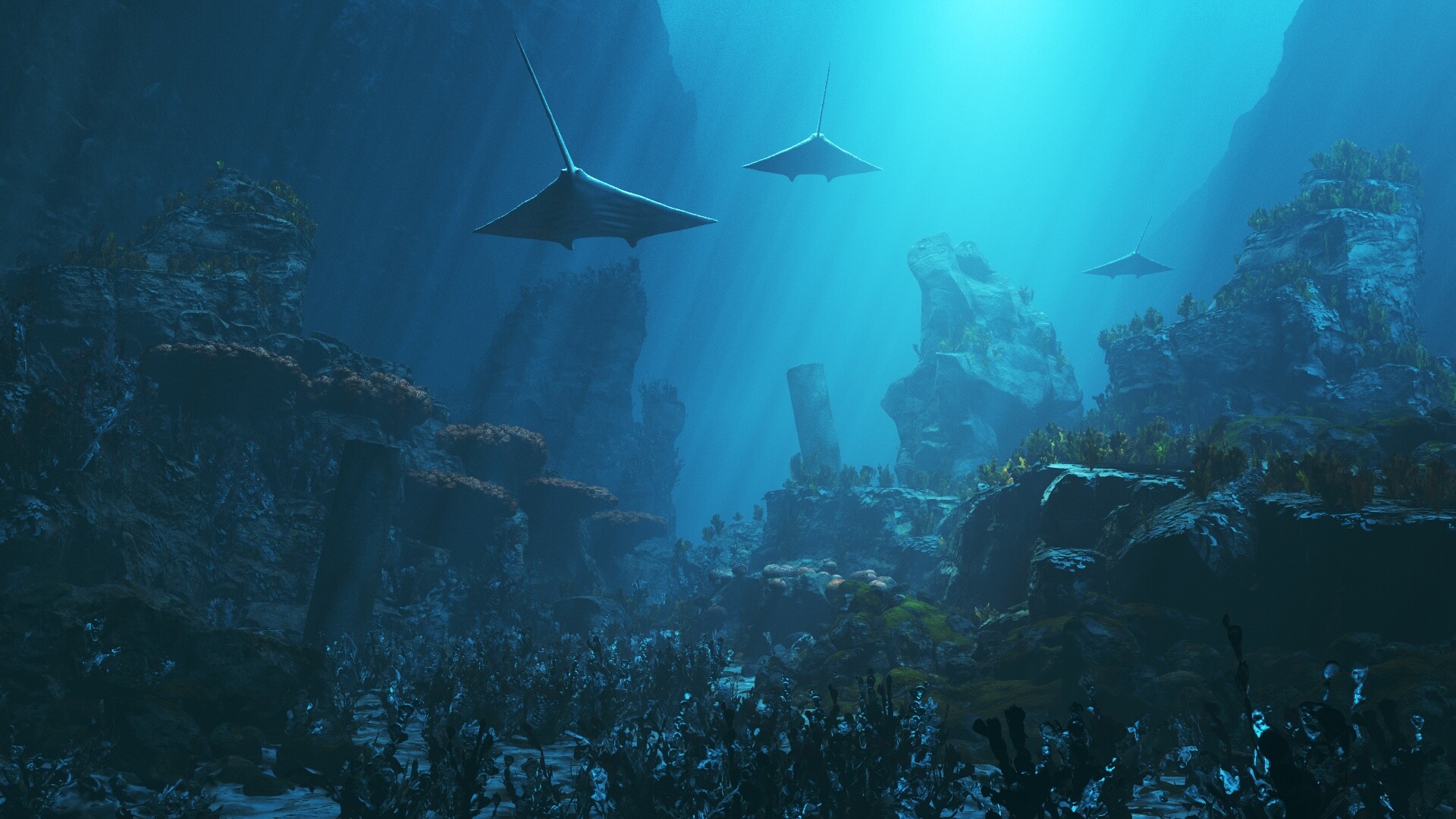 ArtStation - Underwater cliff