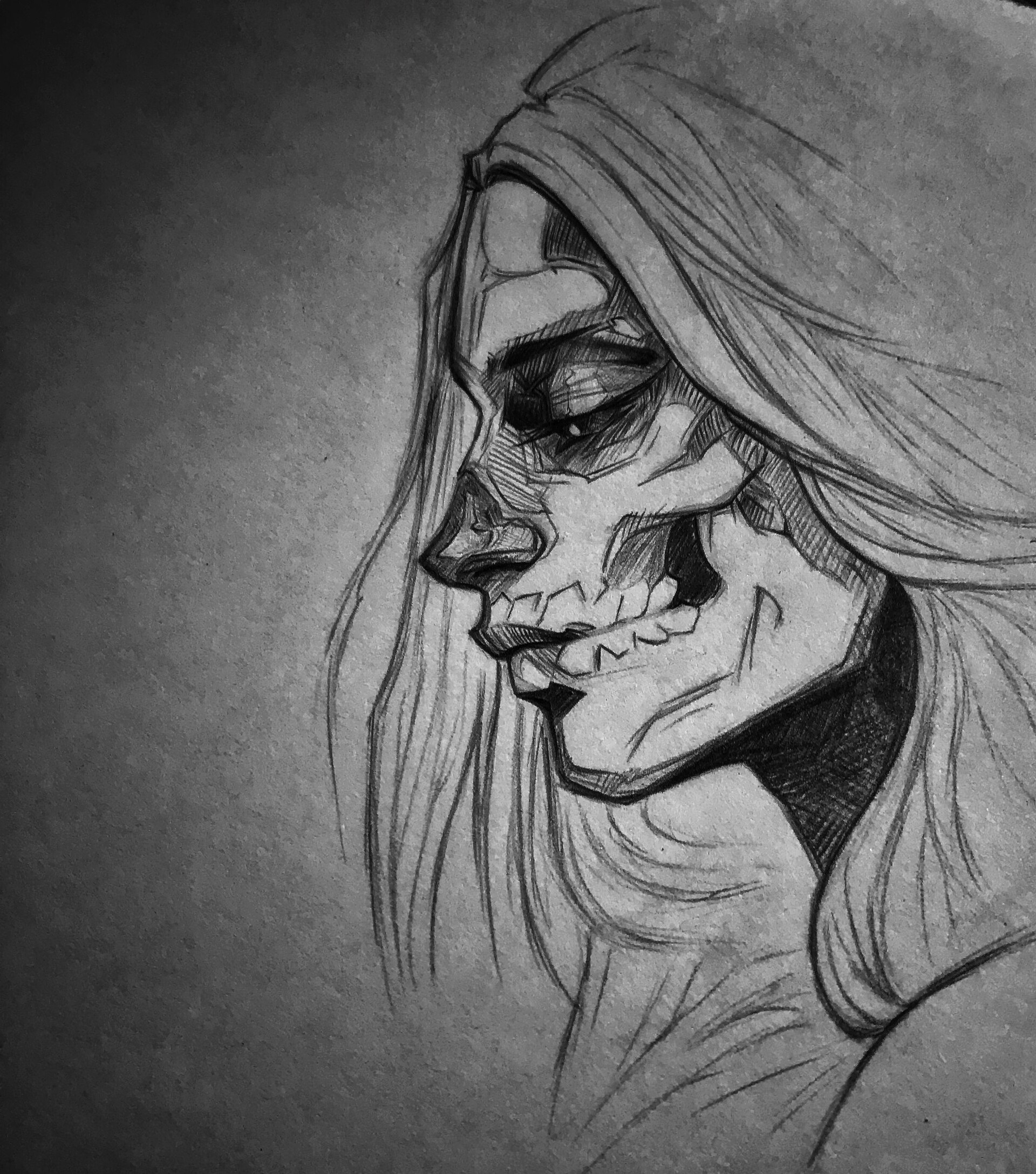 how to draw a skull girl