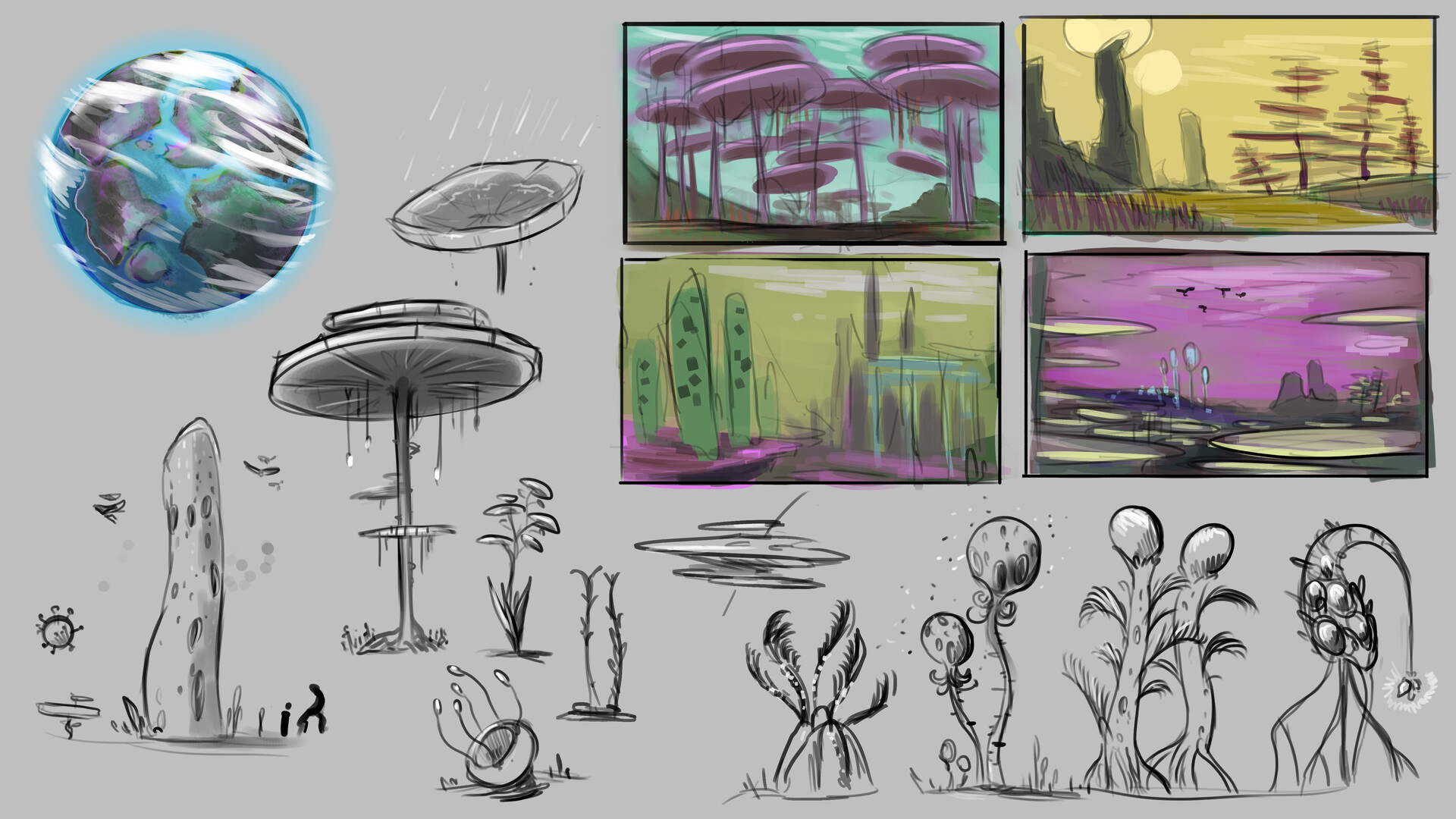 alien planet drawing ideas