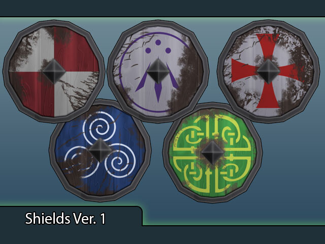 ArtStation - Low-poly, hand-painted shields
