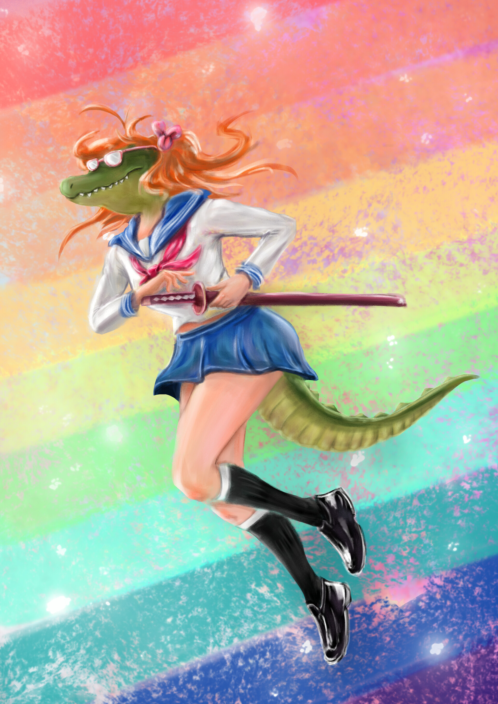 ArtStation - -Alligator school-girl