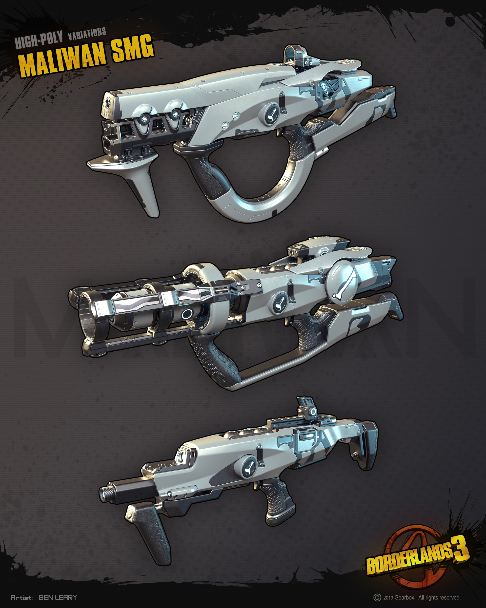 Benjamin Leary - Maliwan SMG (Hipoly) - Borderlands 3