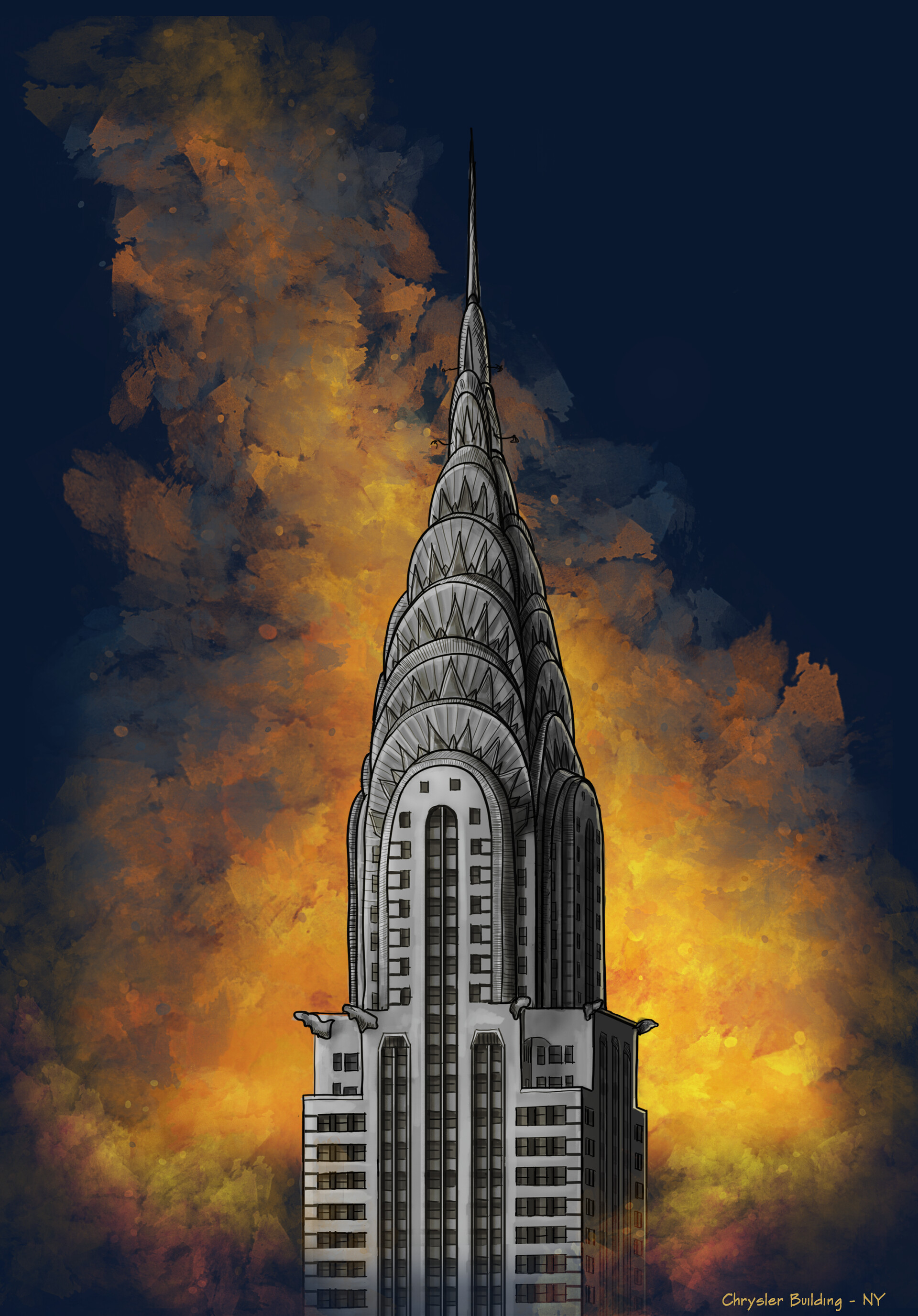 ArtStation - Chrysler Building Fire