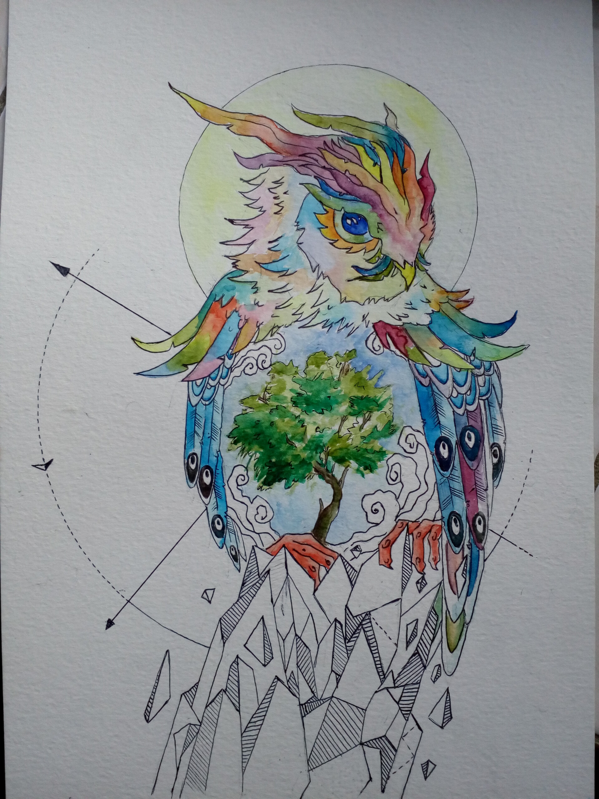 ArtStation - Psychedelic Owlish(?) bird