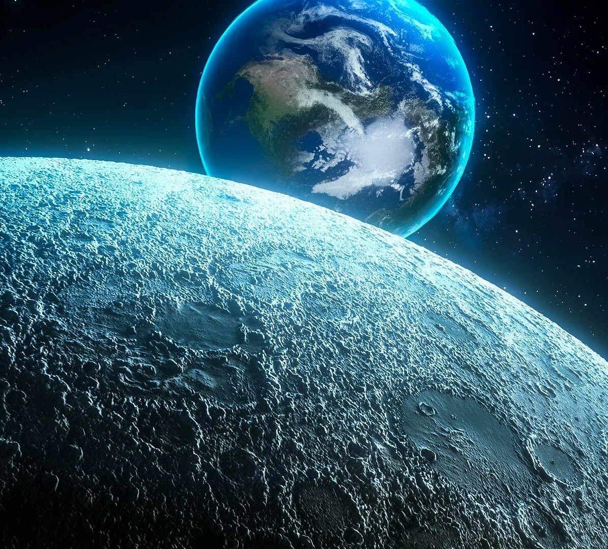 ArtStation - Calming view of earth from the Moon.