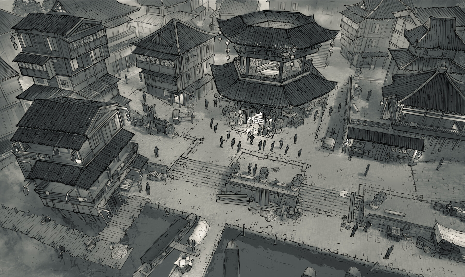 ArtStation - 17th Century China Village square