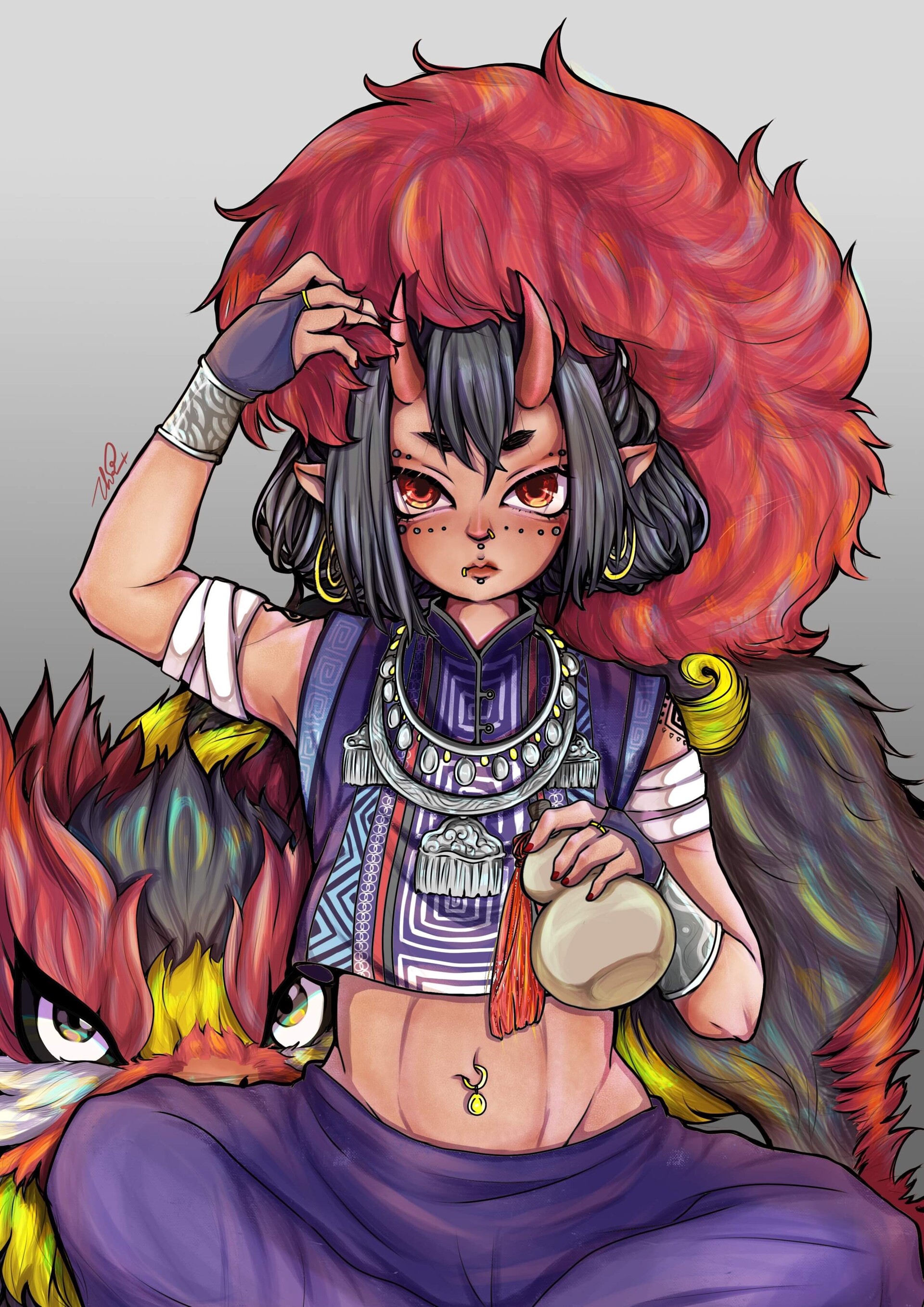 ArtStation - Little devil boy and his spirit animal