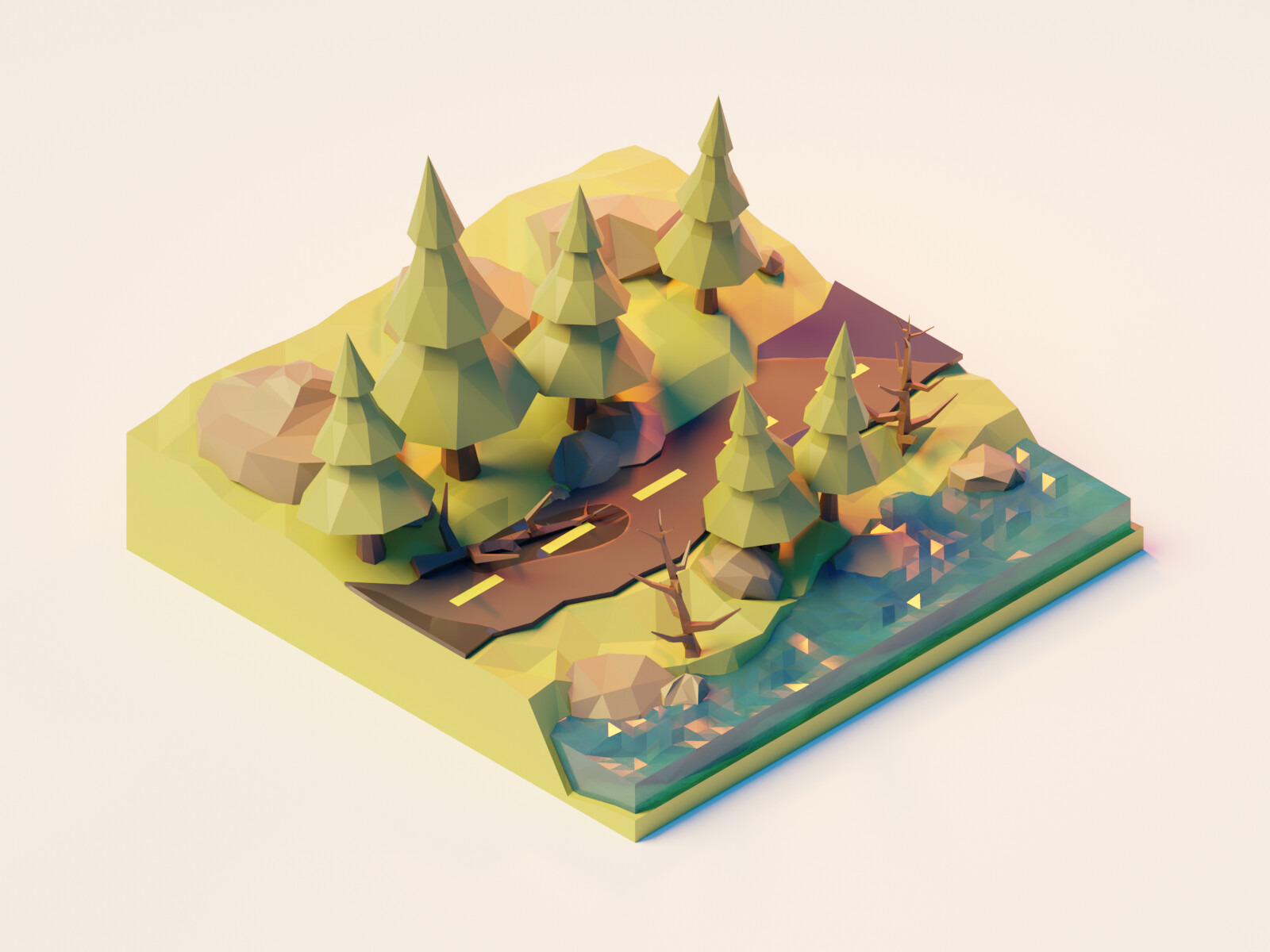 Anton Pushin - Lowpoly forest road