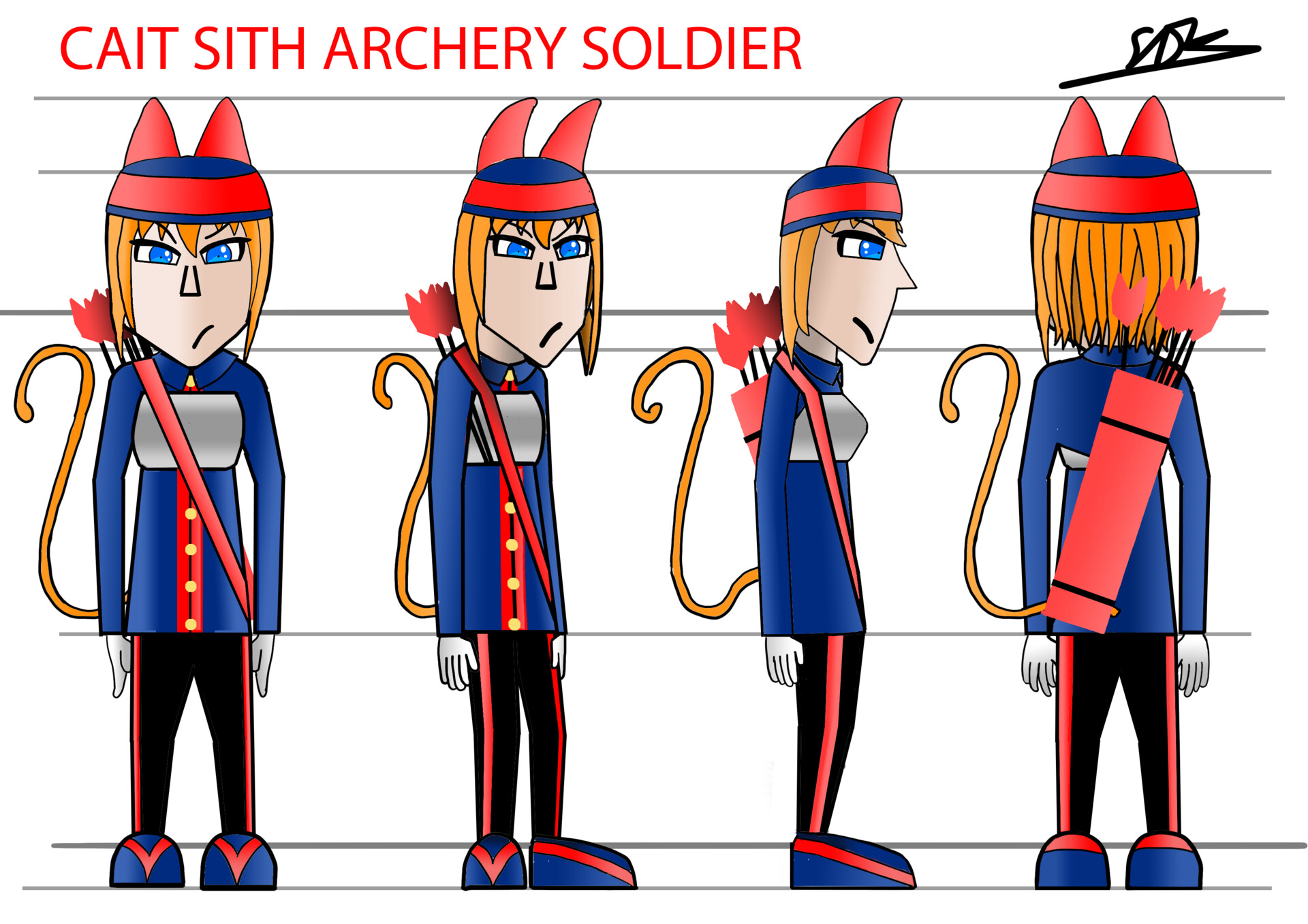 ArtStation - Cait Sith Archery Soldier Turn Around Model Sheet