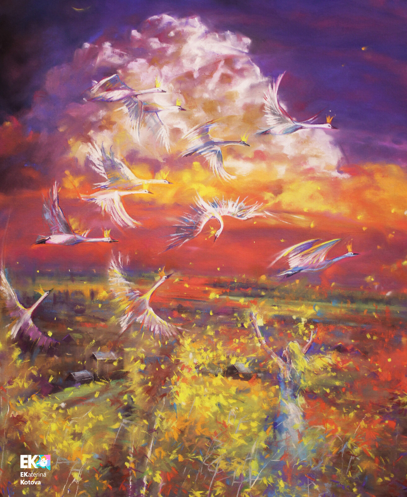 Ekaterina Kotova - "Swans fly away". Illustration. (Based on Hans ...