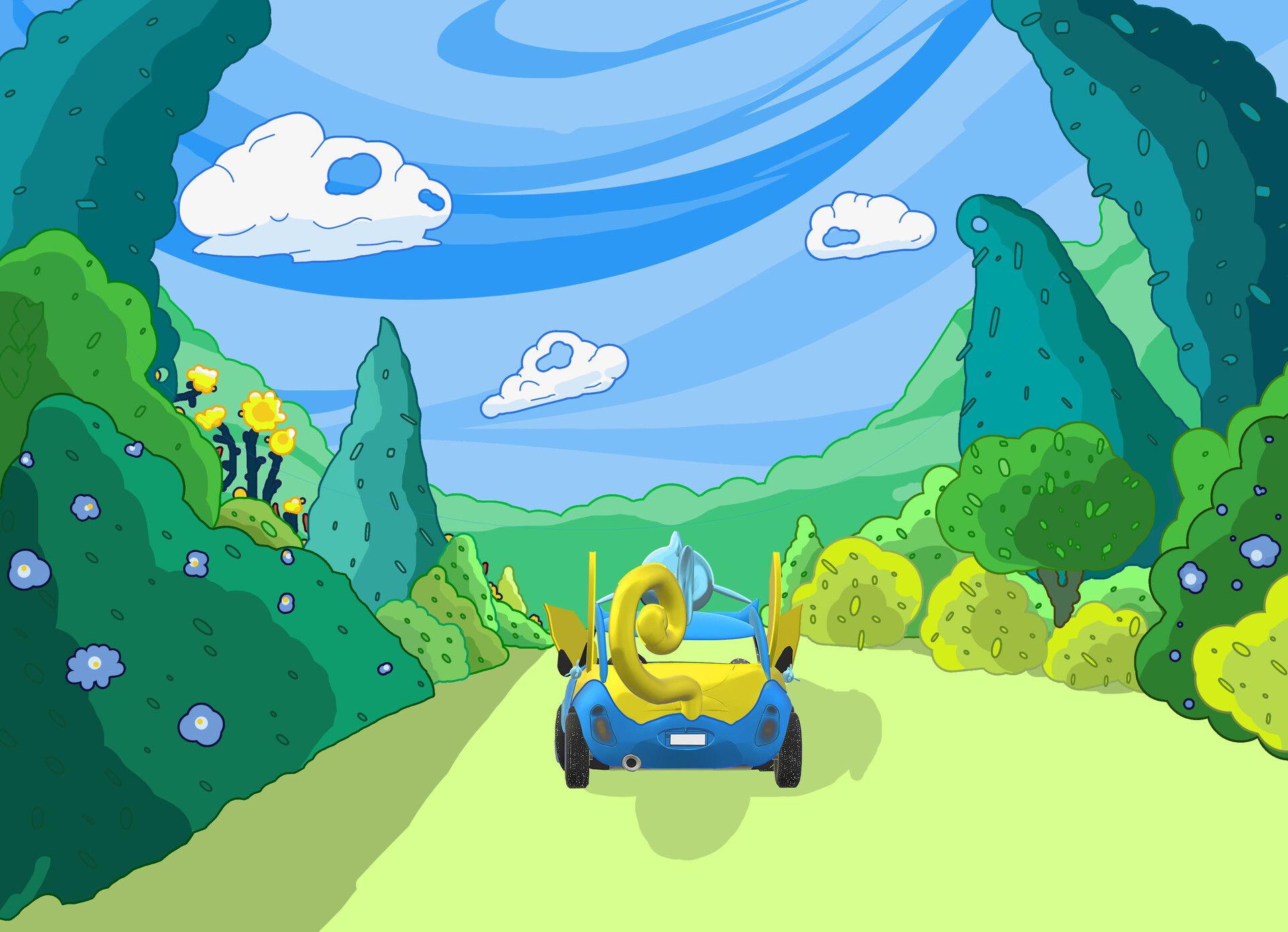 ArtStation - cartoon car & background///