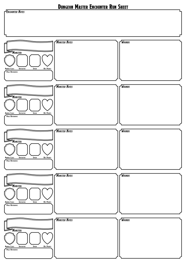 J Le Rossignol - DM's Encounter Sheet for D&D 5e
