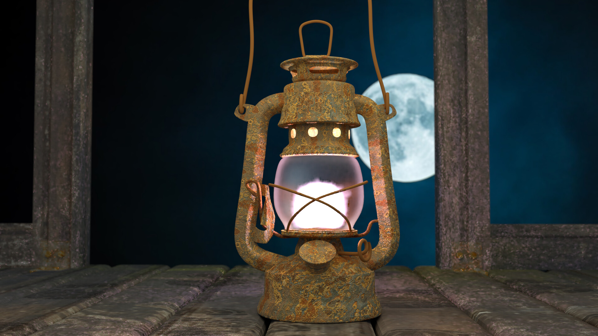 ArtStation - Modeling ,Texturing of Old Lantern.