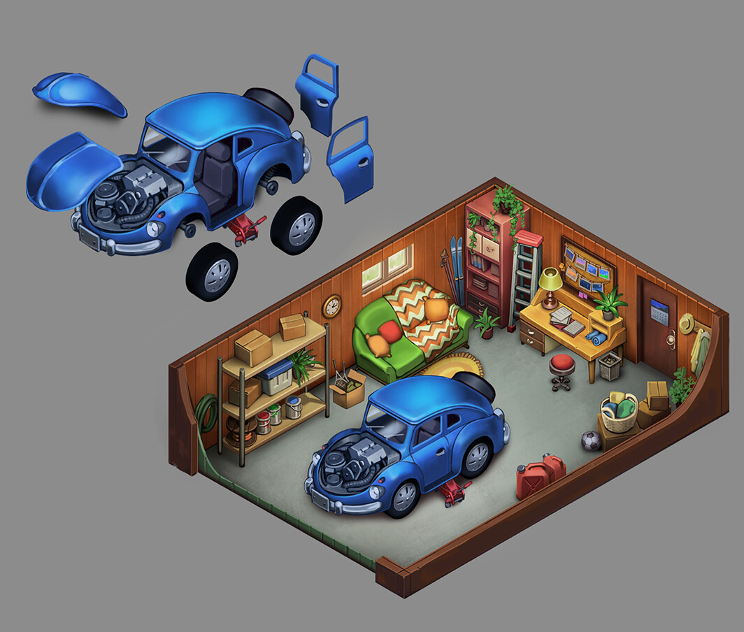 ArtStation - Garage in isometry