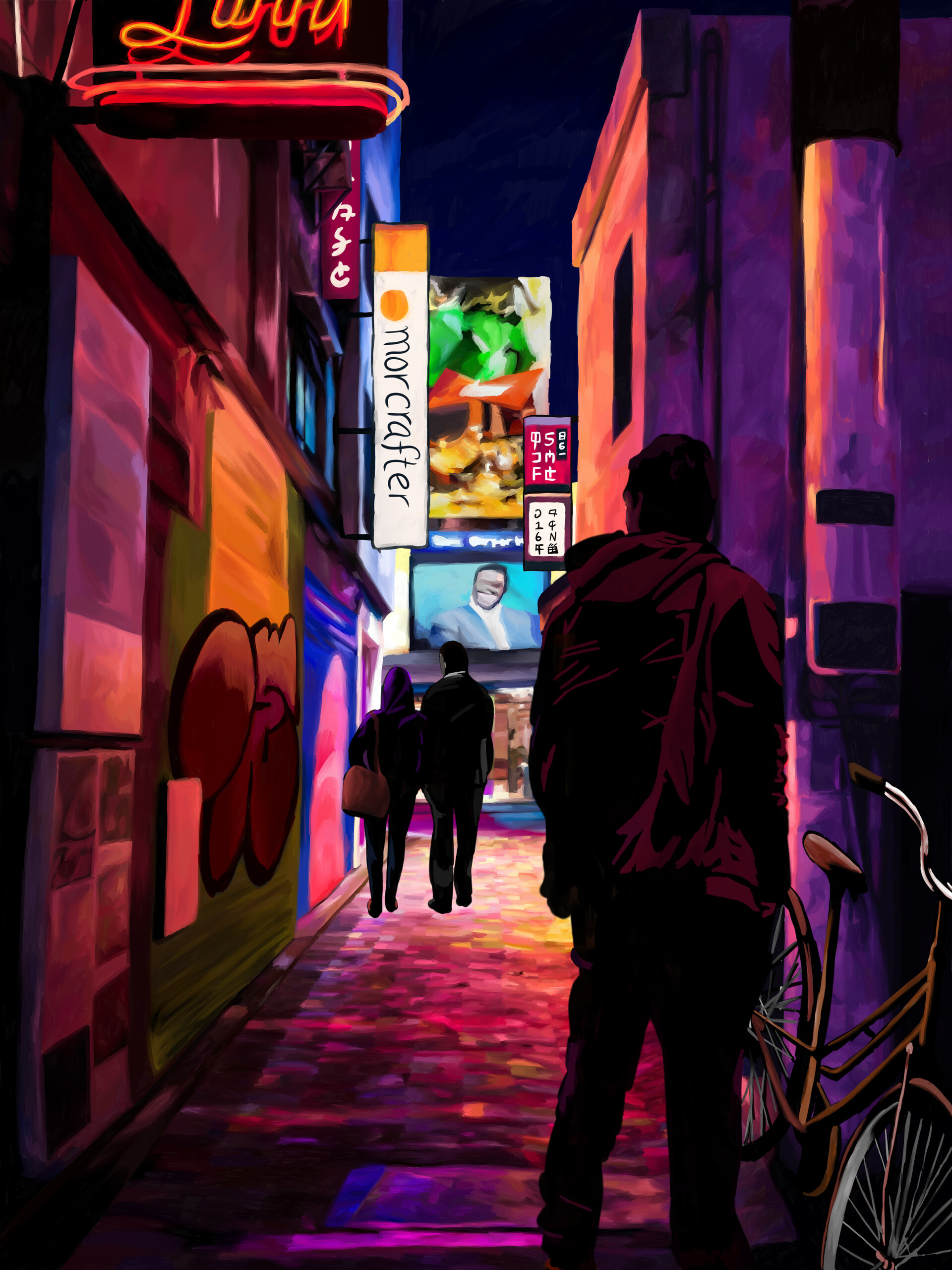 ArtStation - Down Neon City Streets