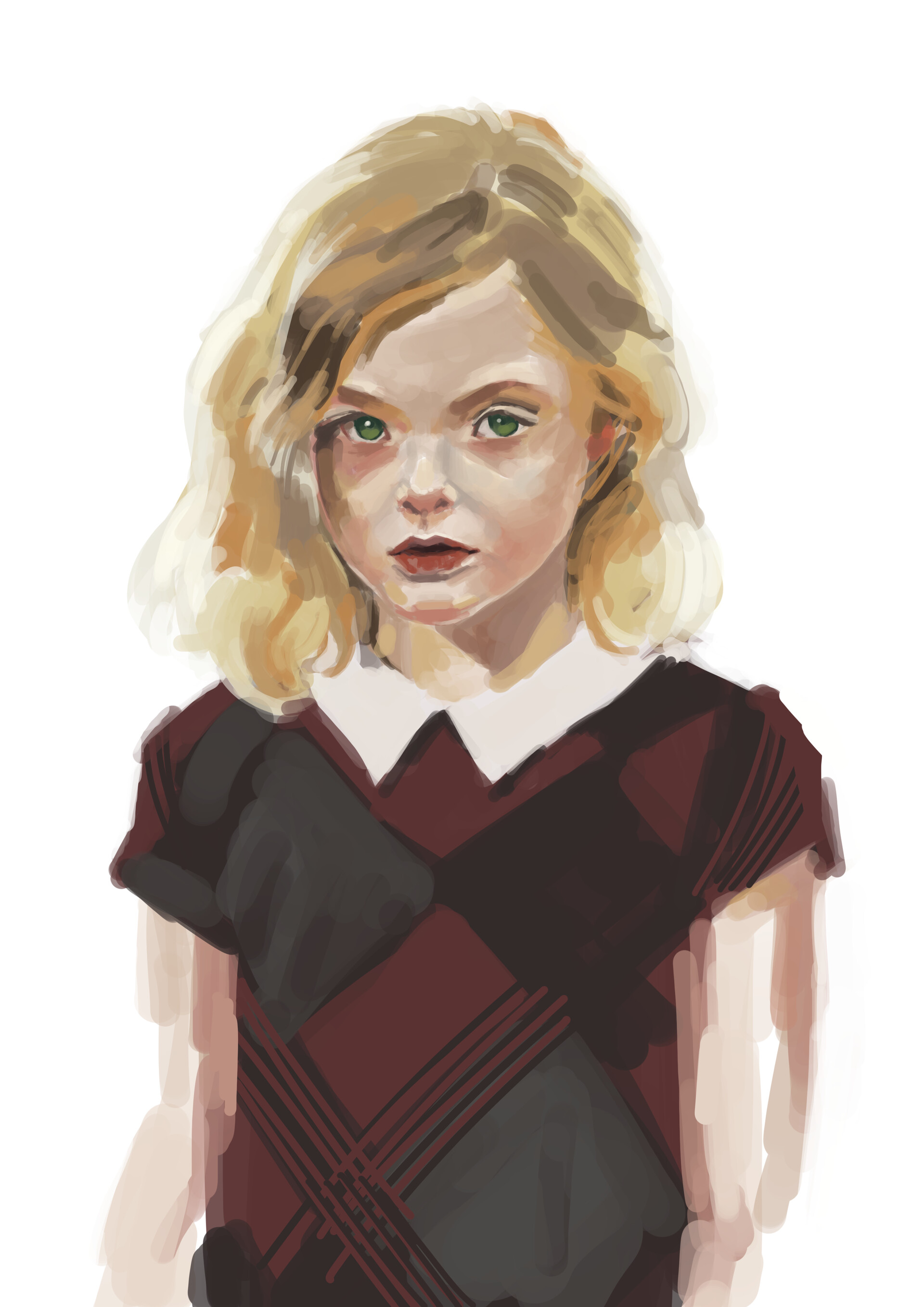 ArtStation - Elle Fanning Value Study w. Round Brush