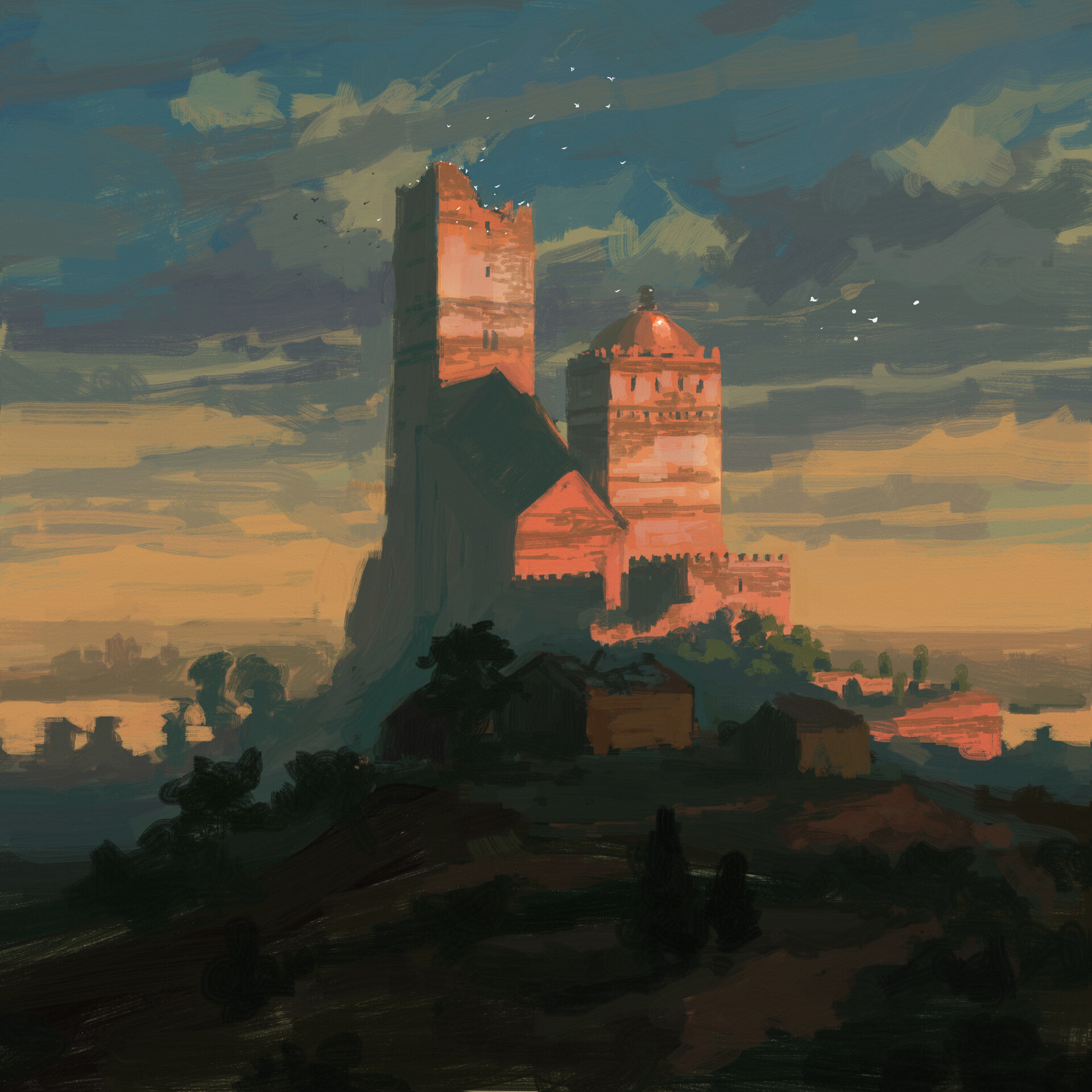 ArtStation - Small mediterranean castle at dusk