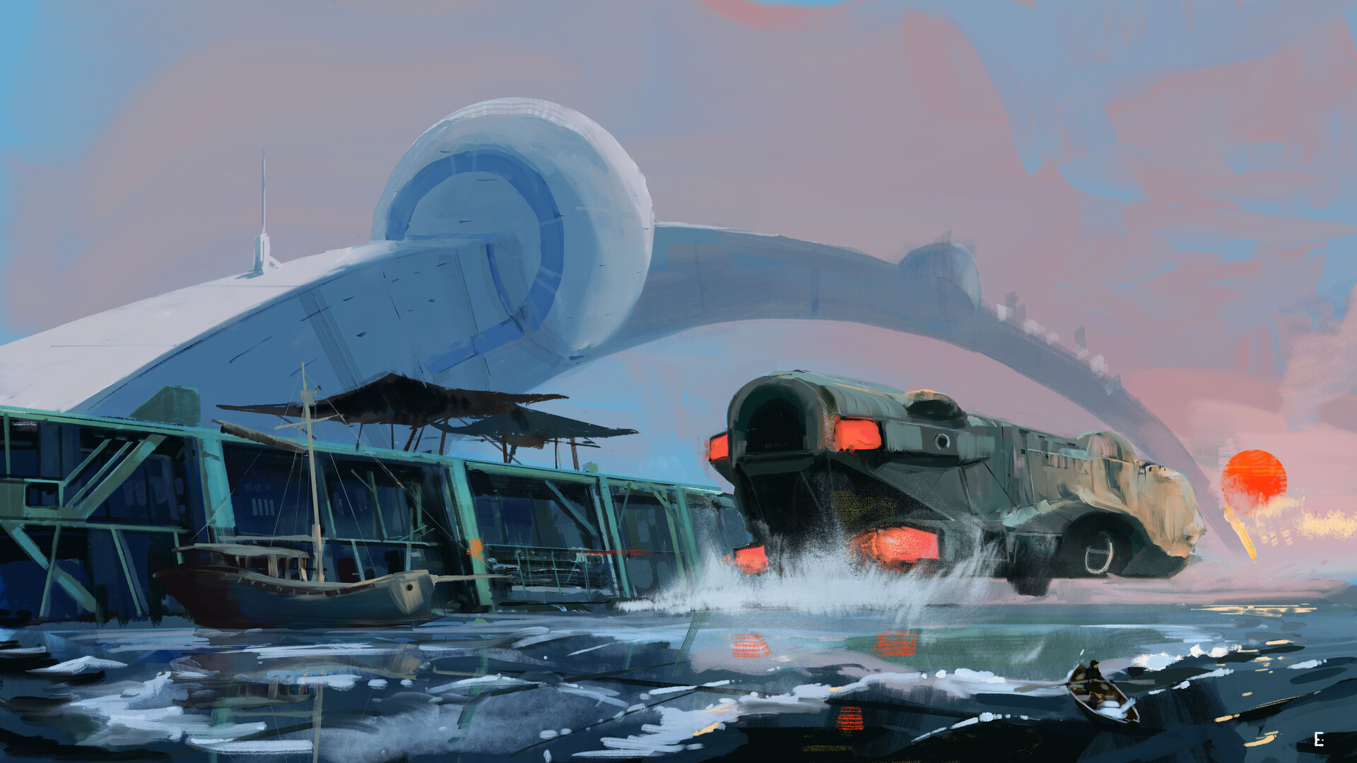 Sloops at Sunset by Erik Frobom : r/ImaginaryWorlds