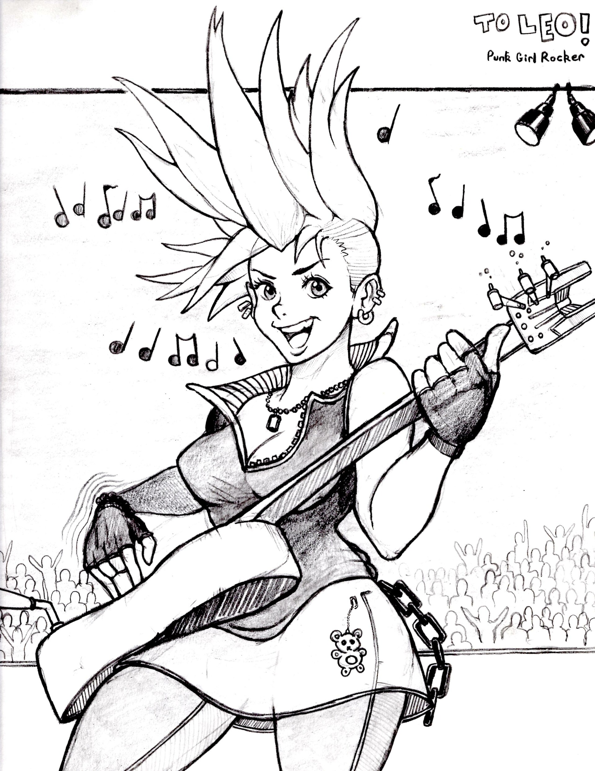 how to draw girl rockstar