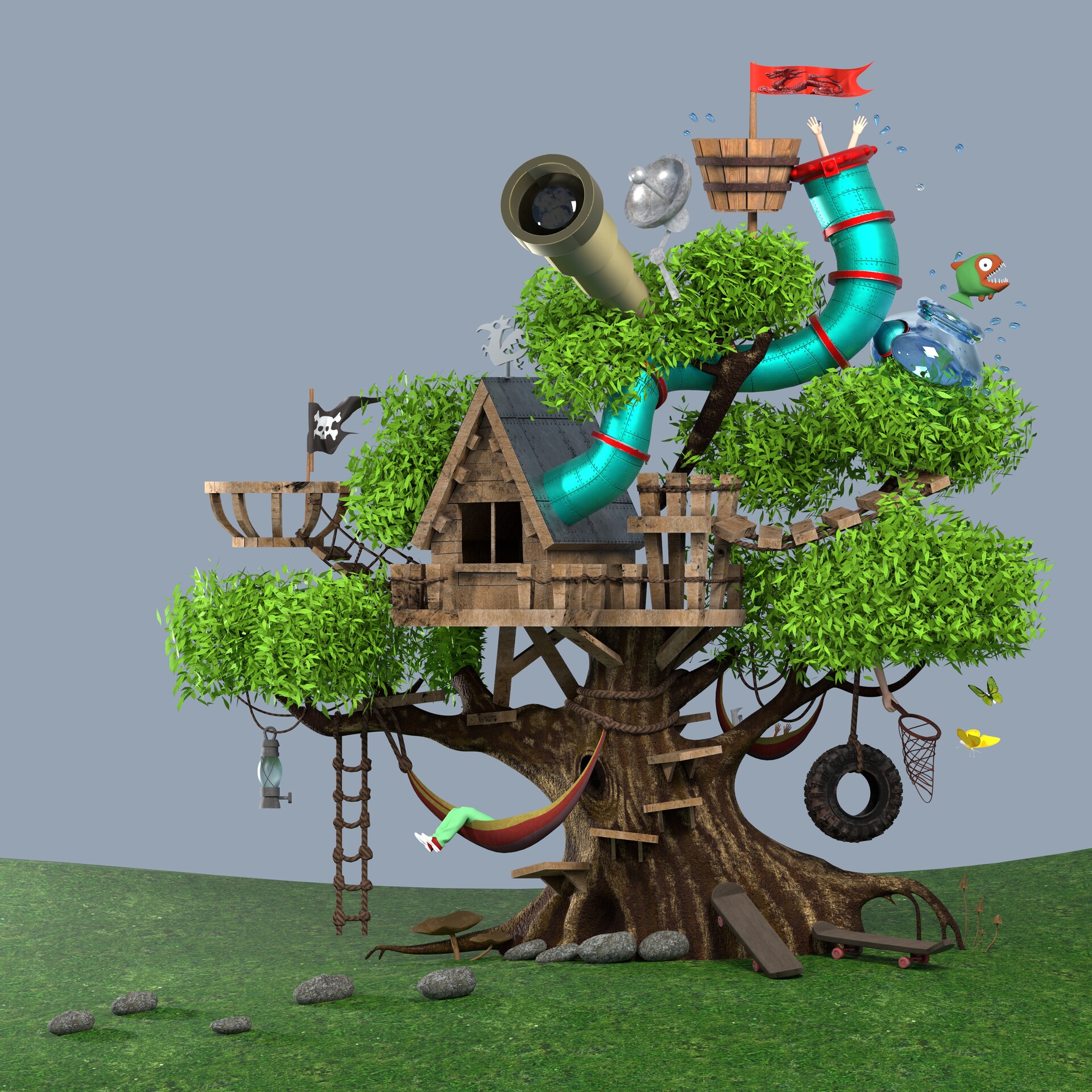 ArtStation - Tree House.. 2days speed work...Modeling & Texturing