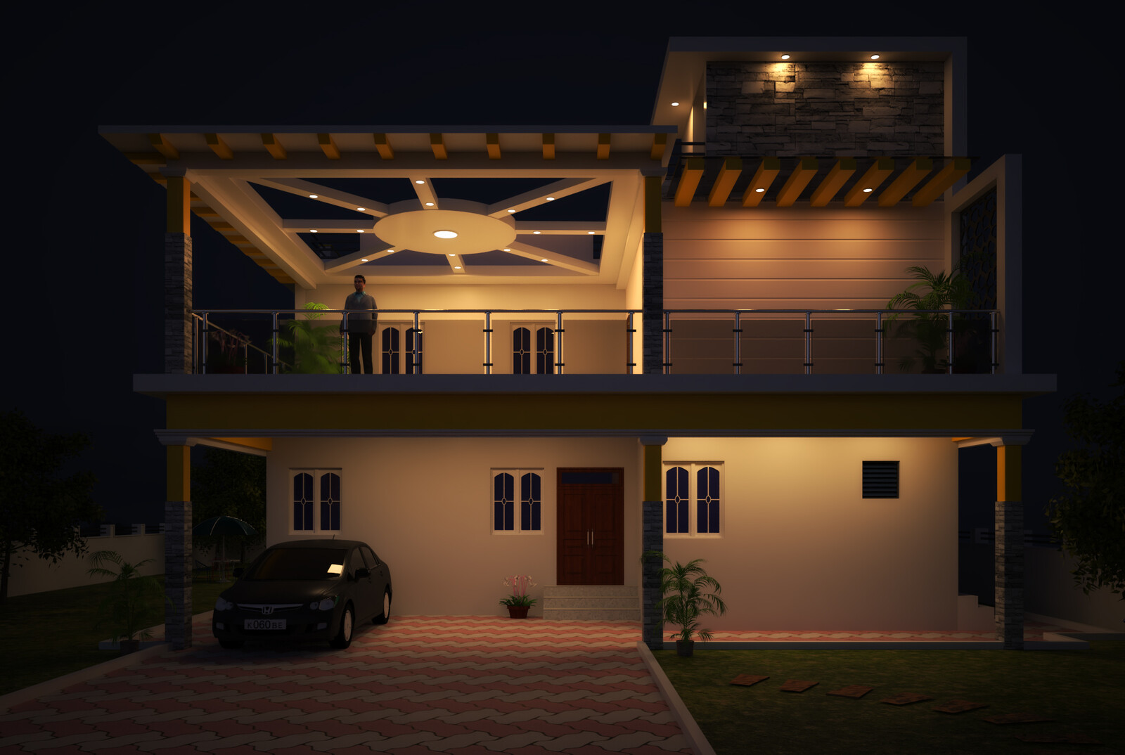 Ramalingam R - Residential Building - Elevation night view