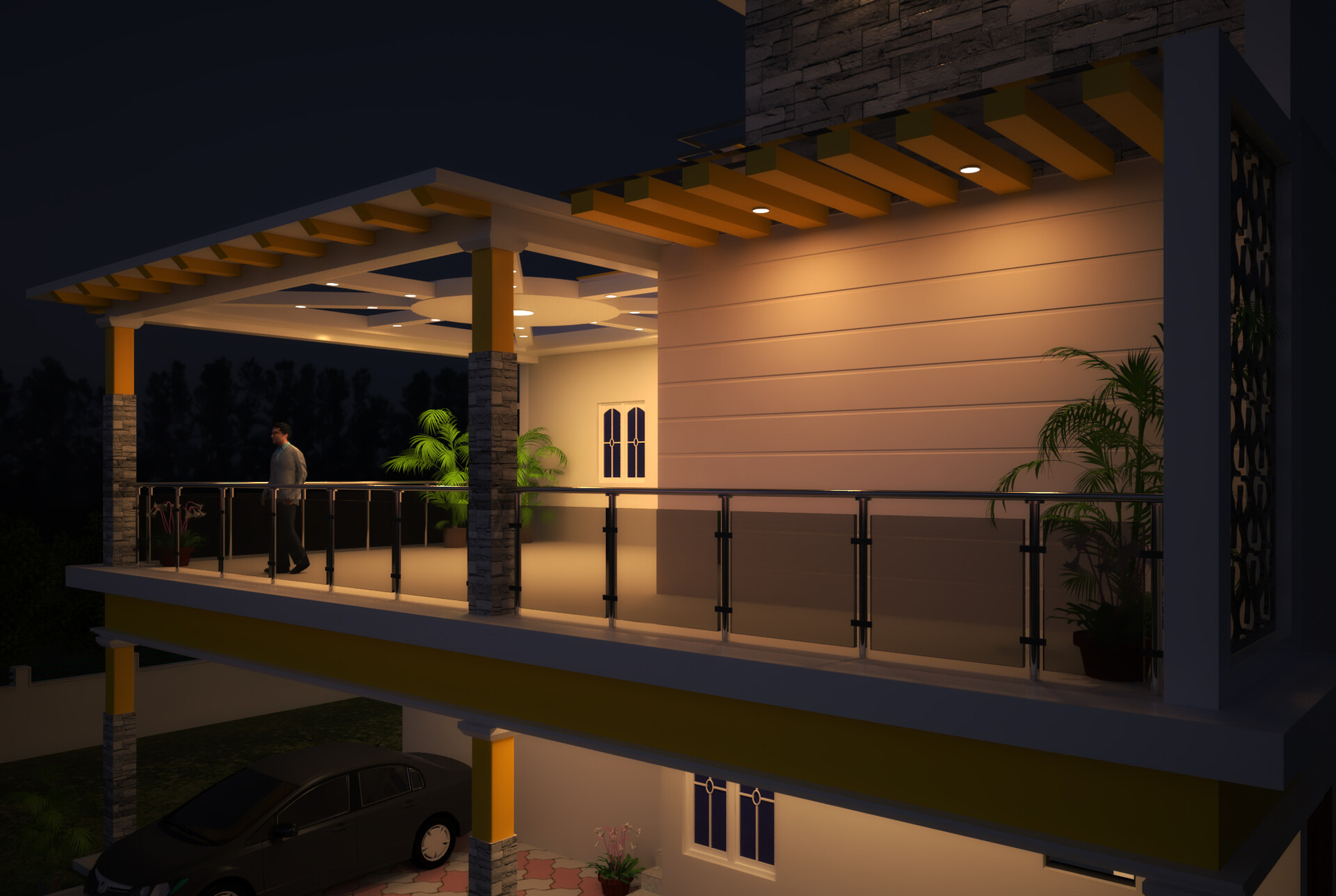 Ramalingam R - Residential Building - Elevation night view